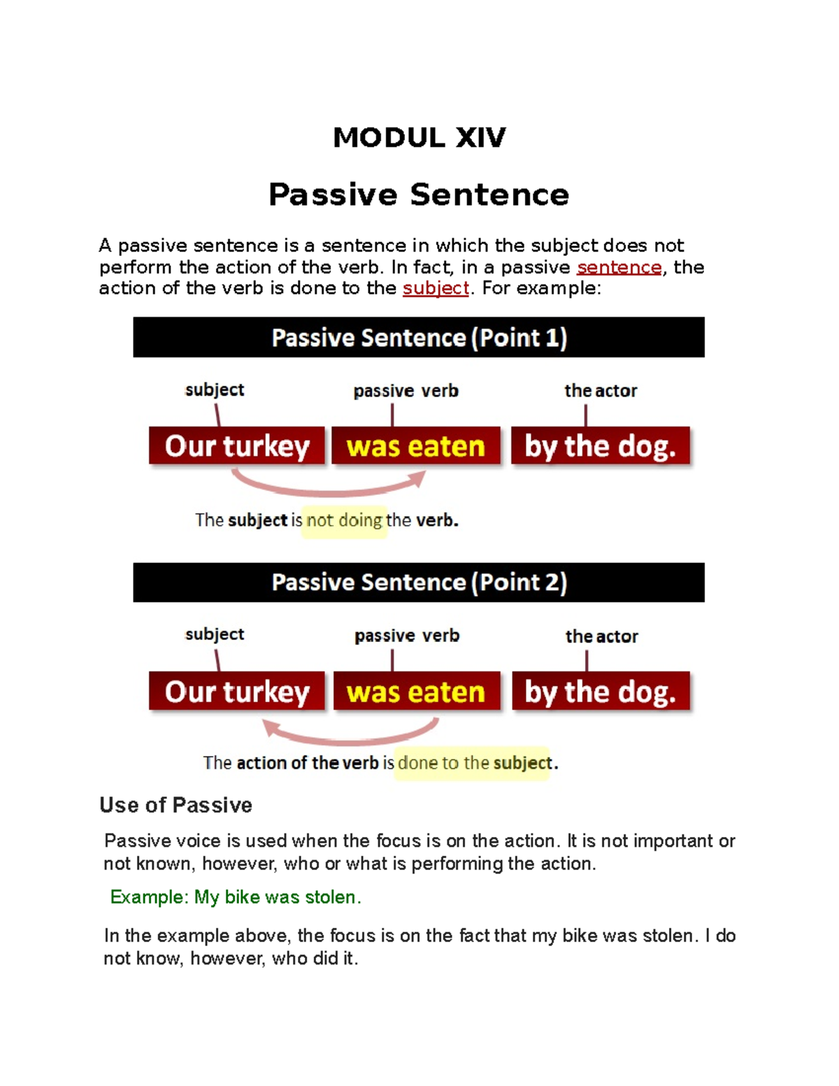 Modul 15 english passive sentences - MODUL XIV Passive Sentence A ...