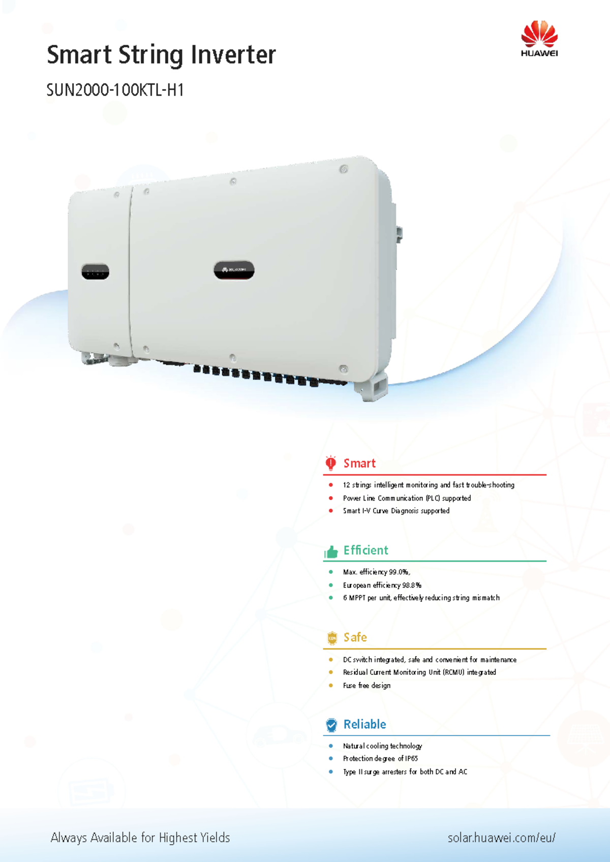 Smart String Inverter Overview: SUN2000-100KTL-H1 Features and Benefits ...