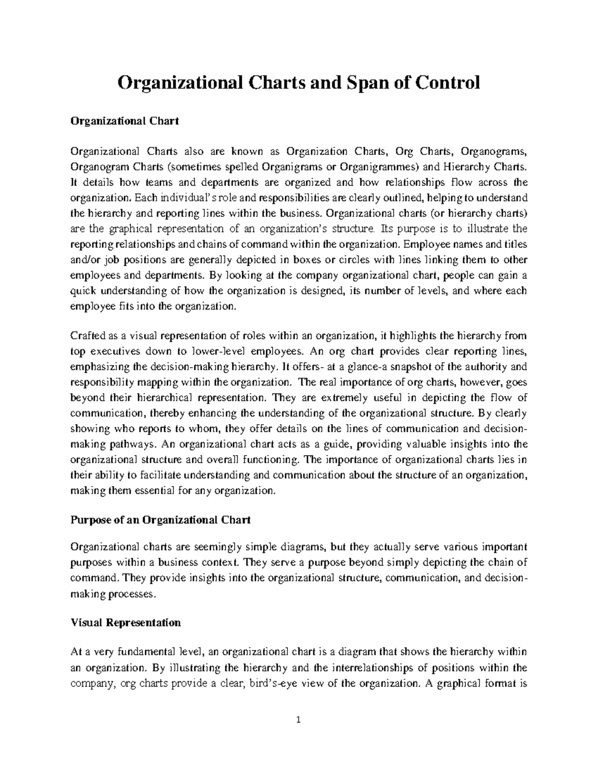 Organizational Charts & Span of Control: Understanding Business ...