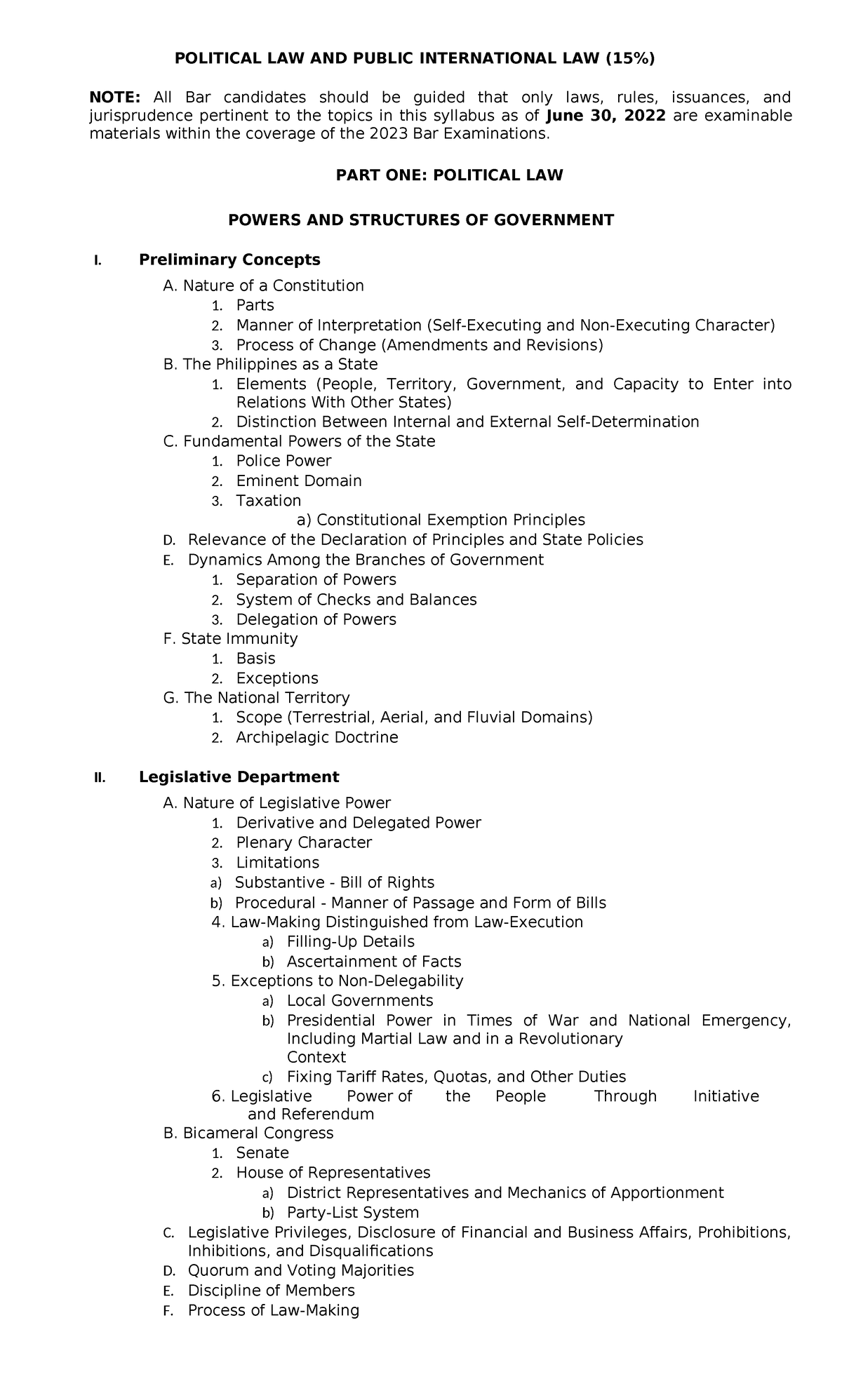 Political Law and Public International Law Reviewer (15%) - Studocu