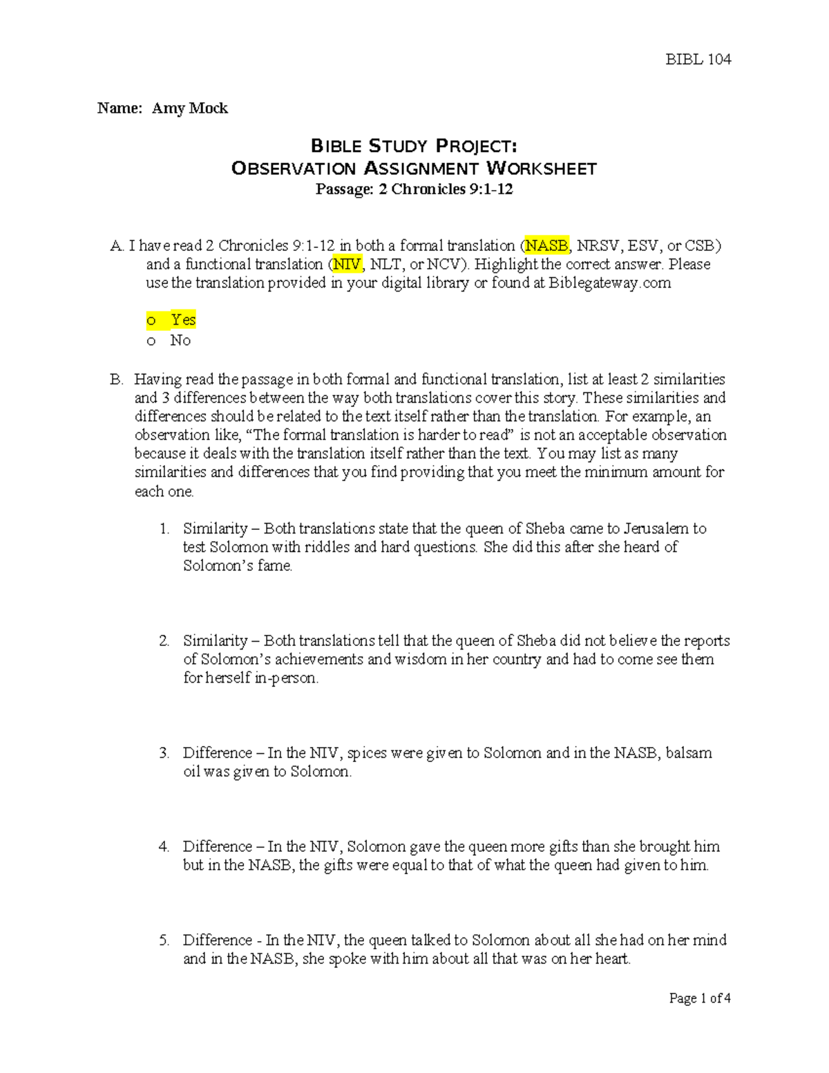 BIBL 104 Bible Study Project: Observation Assignment on 2 Chronicles ...
