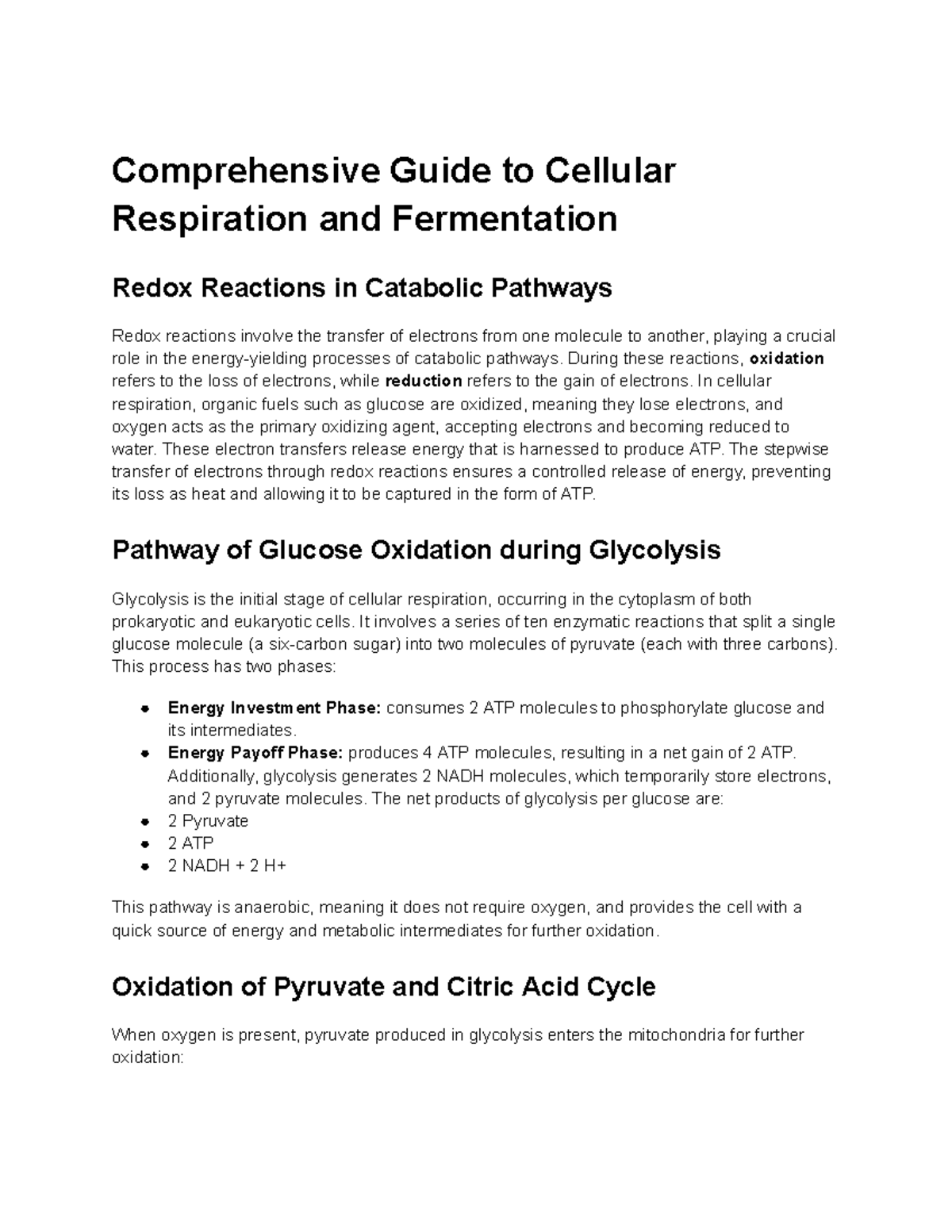 Lesson 9: Cellular Respiration & Fermentation Overview - Lafond - Studocu