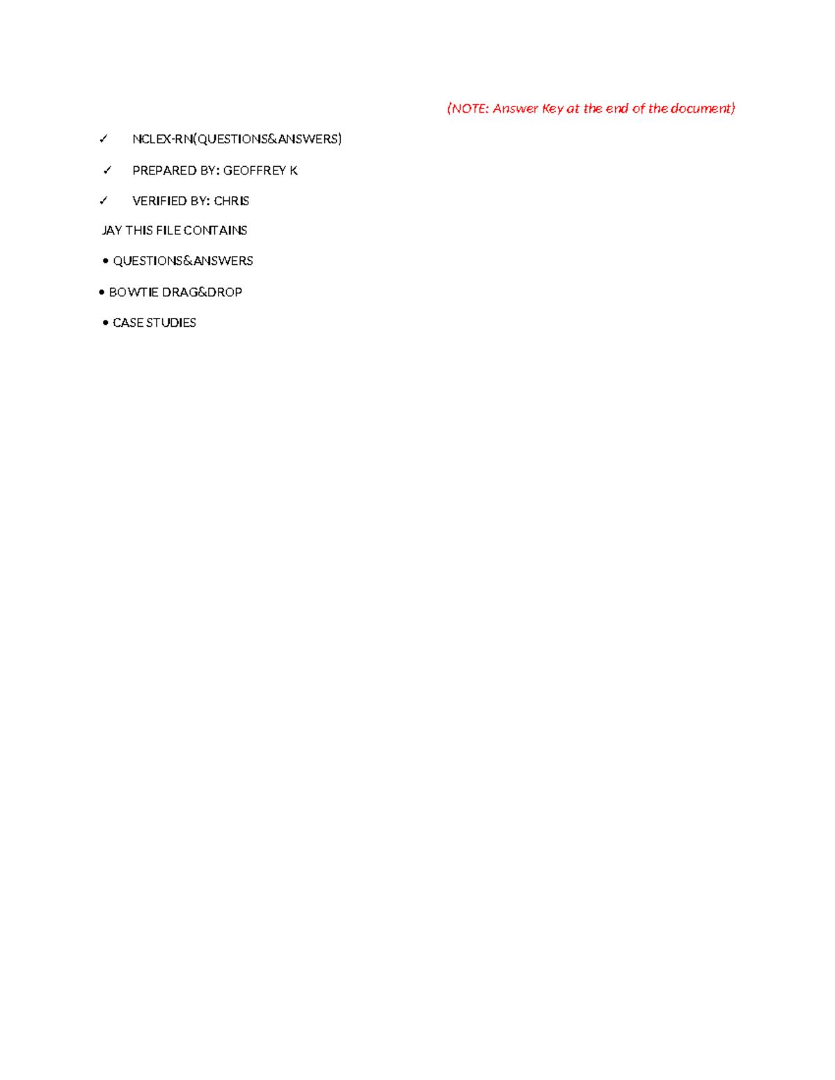 NCLEX-RN NGN Case Study Questions & Answer Key - Studocu