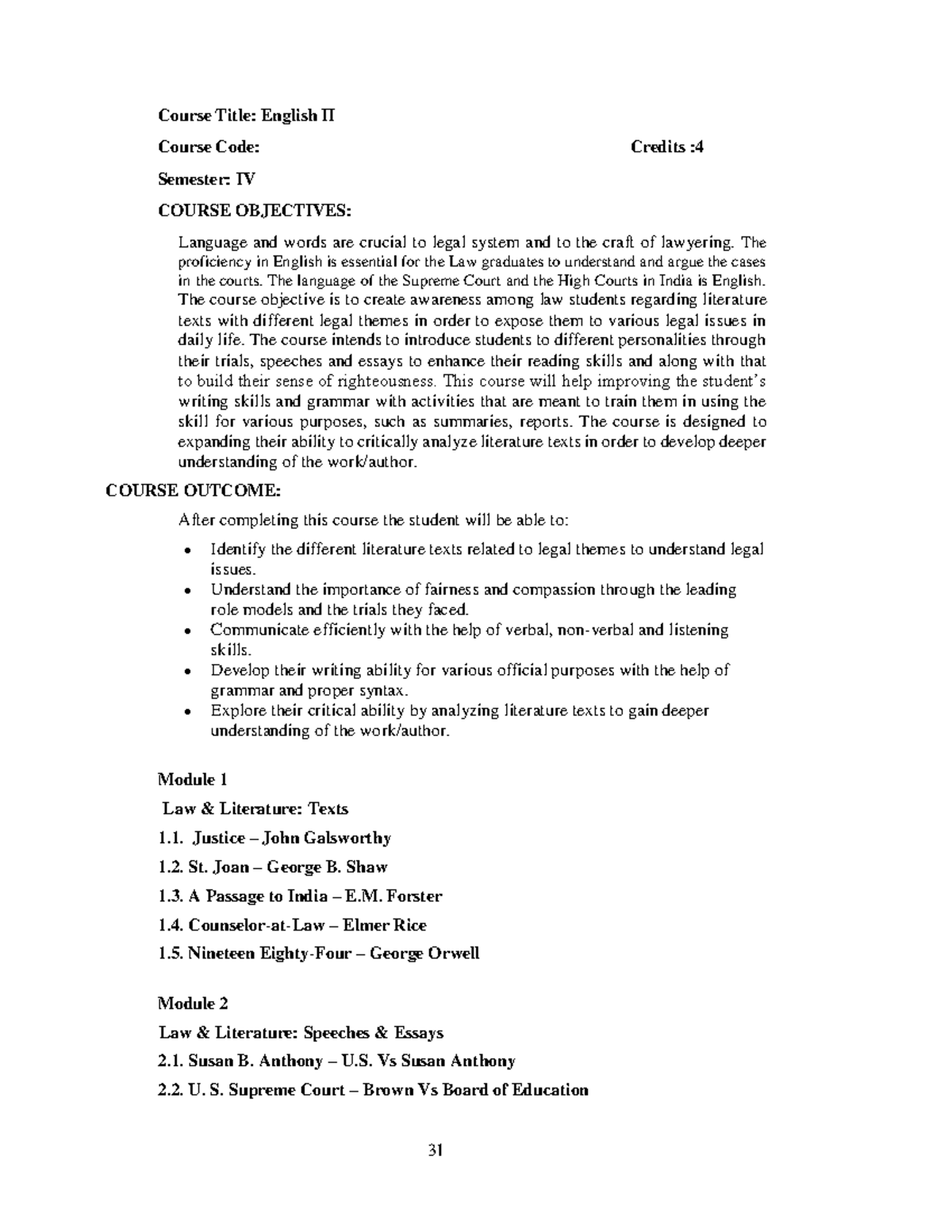 English II & Logic II Syllabus - 4th Semester LLB/BALLB 2024-29 - Studocu