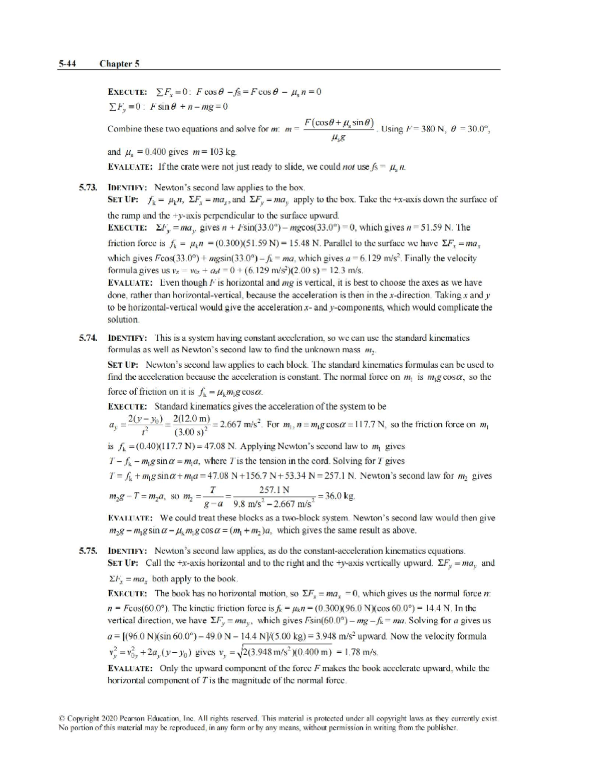 Chapter 5 Solutions: Forces, Friction, and Acceleration in Physics - Studocu