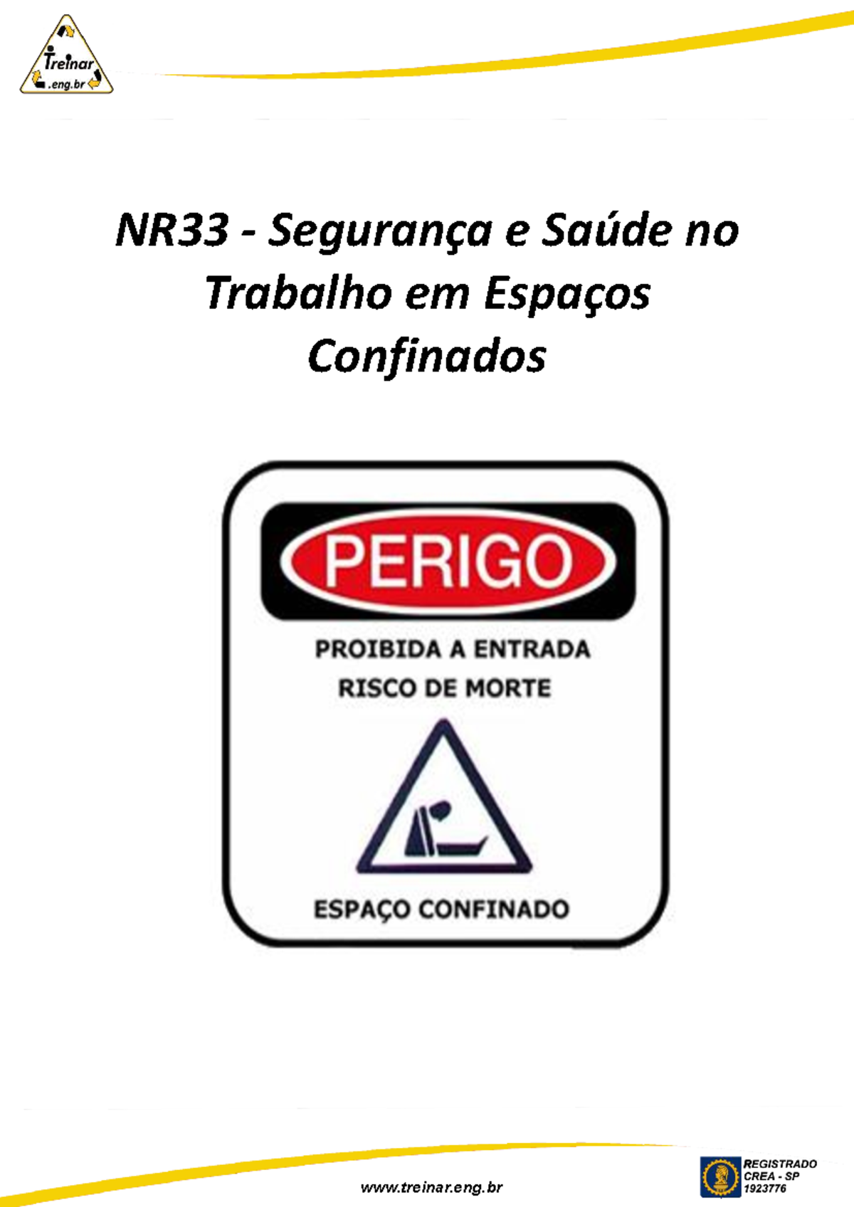 NR33 Apostila: Segurança e Saúde em Espaços Confinados - Studocu