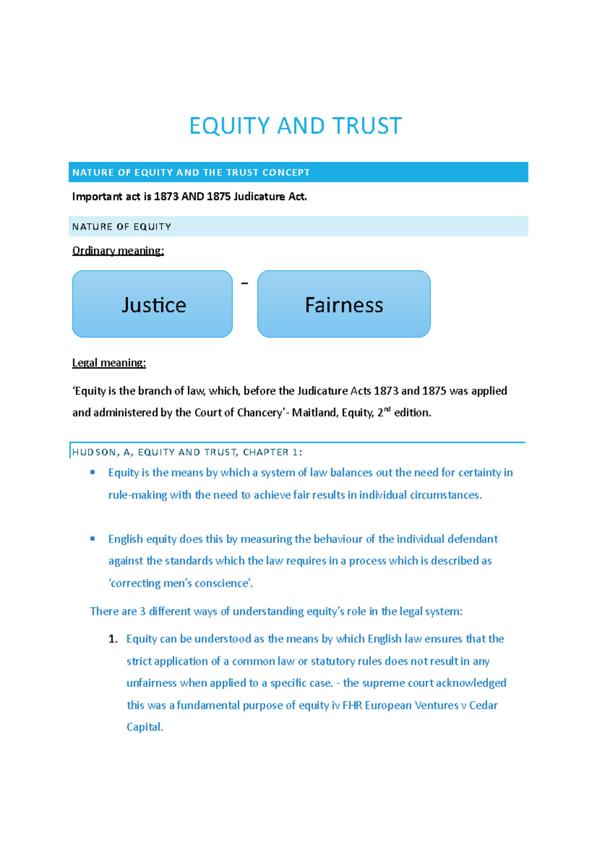Nature of equity and the trust concept - EQUITY AND TRUST NATURE OF ...