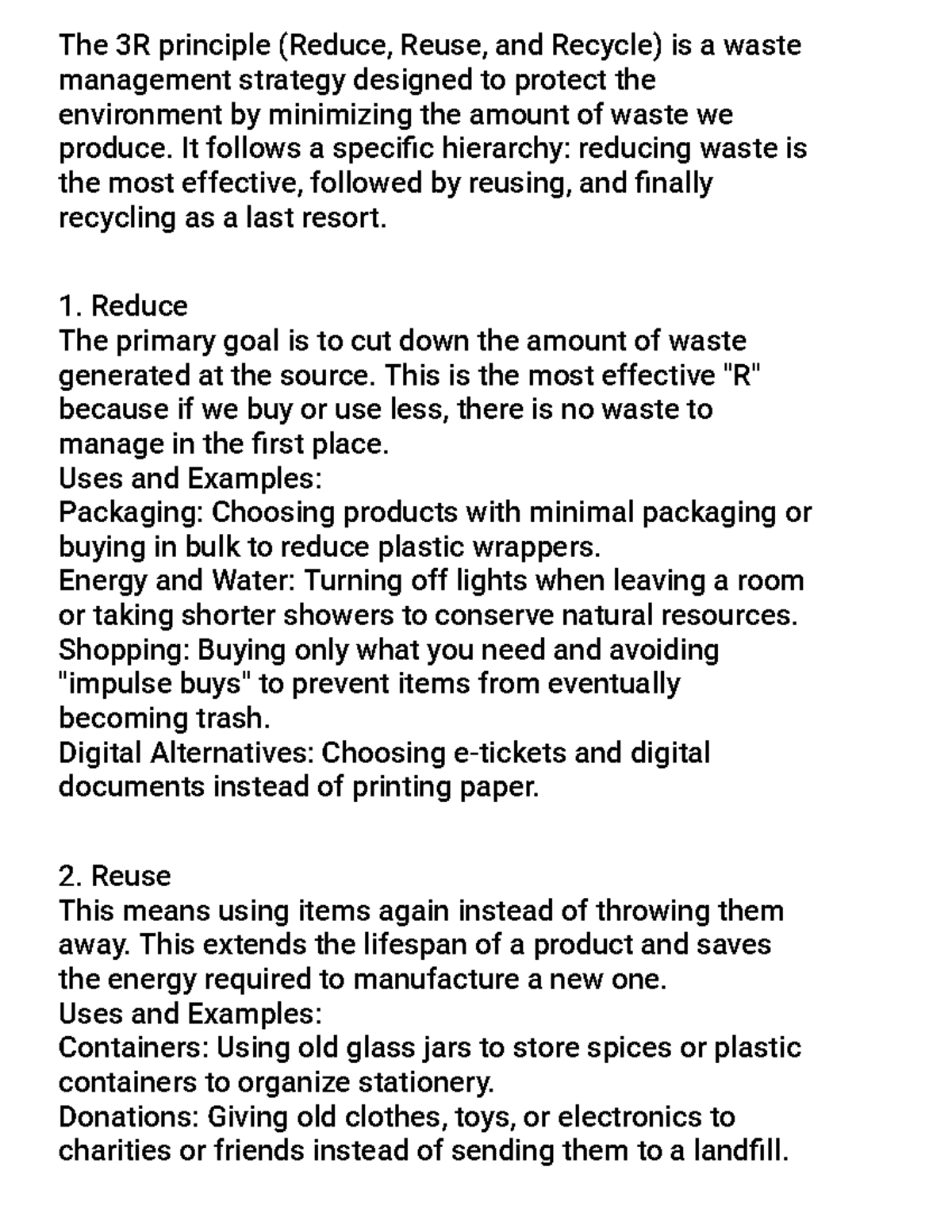 The 3R Principle: Waste Management Strategies Explained - Studocu
