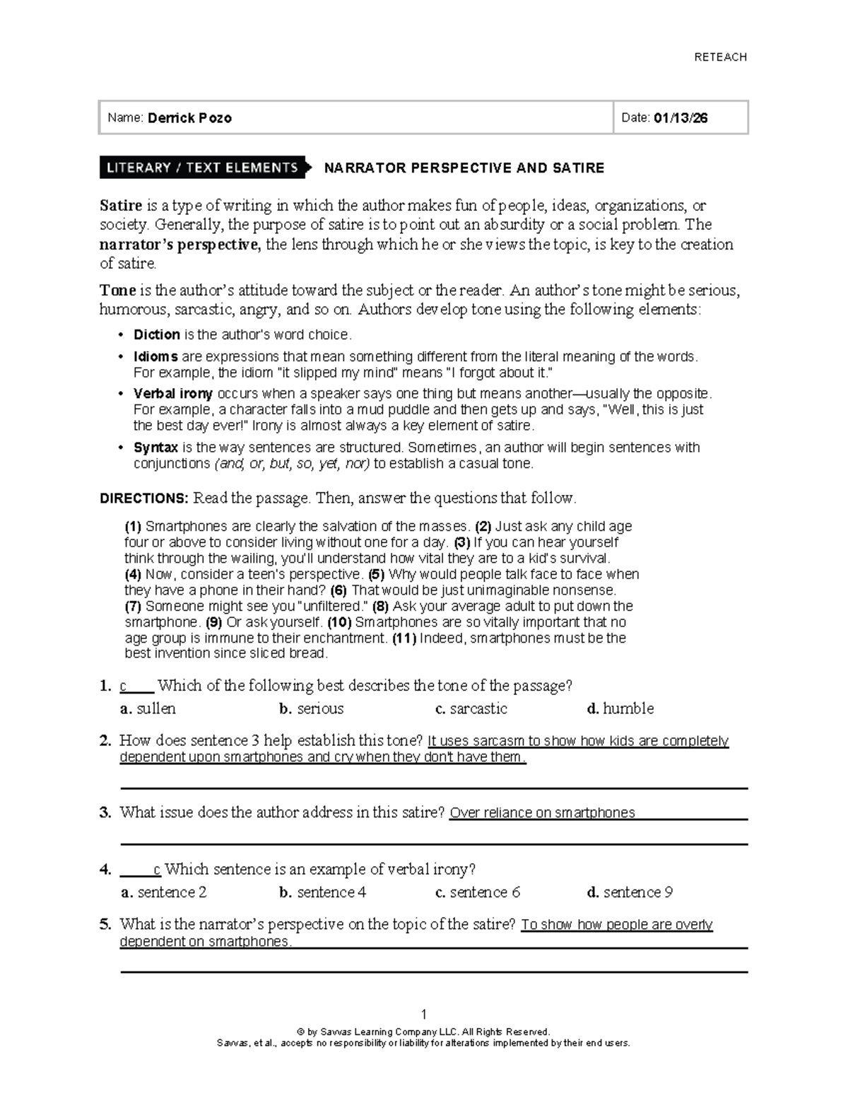 ENG 101: Narrator Perspective & Satire Analysis Notes - Studocu