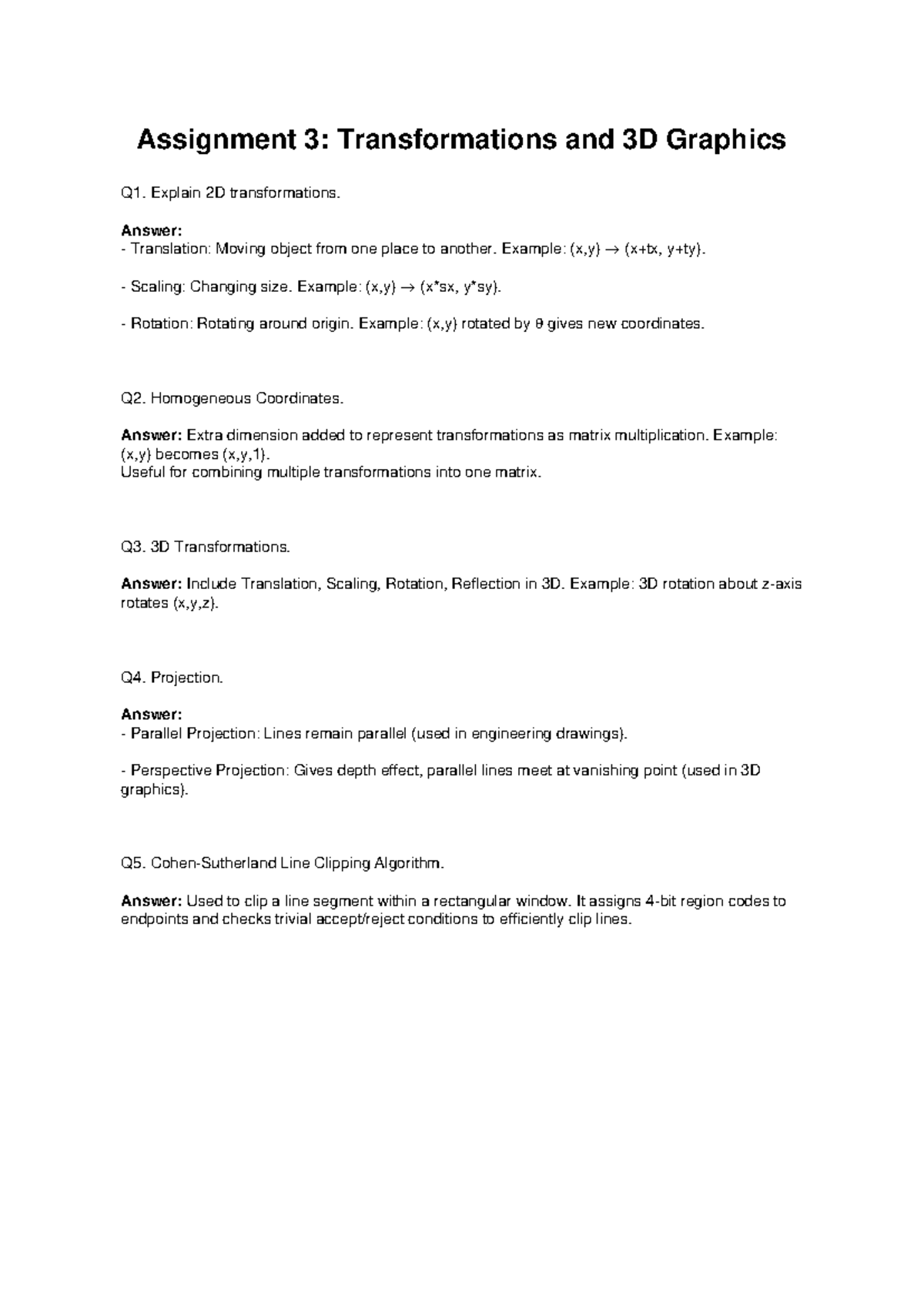 Assignment 3: 2D & 3D Transformations Explained - Studocu