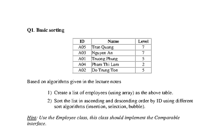Lab 6 - Sorting Algorithms: Basic & Advanced Techniques - Studocu