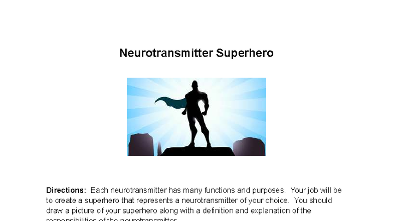 Neurotransmitter Superhero Project: Dopamine Creation Guide - Studocu