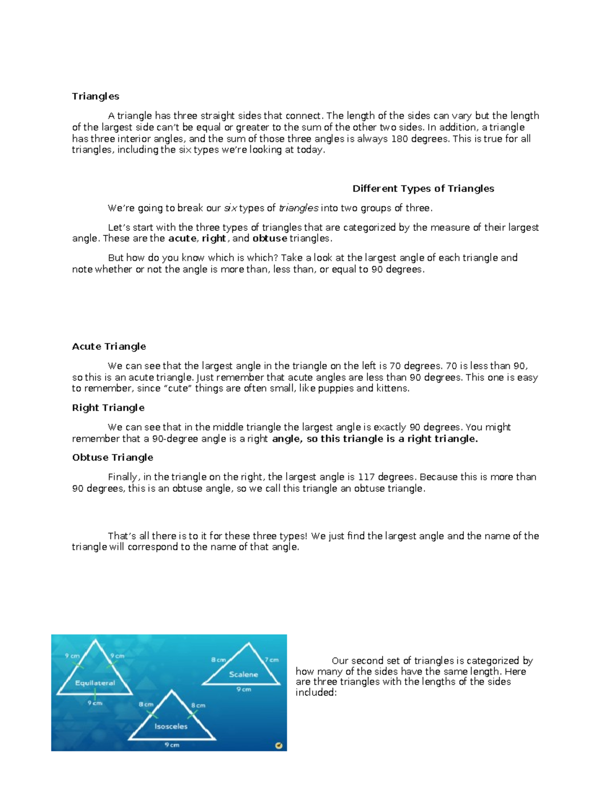 Types of Triangles: Acute, Right, Obtuse, Equilateral, Isosceles ...