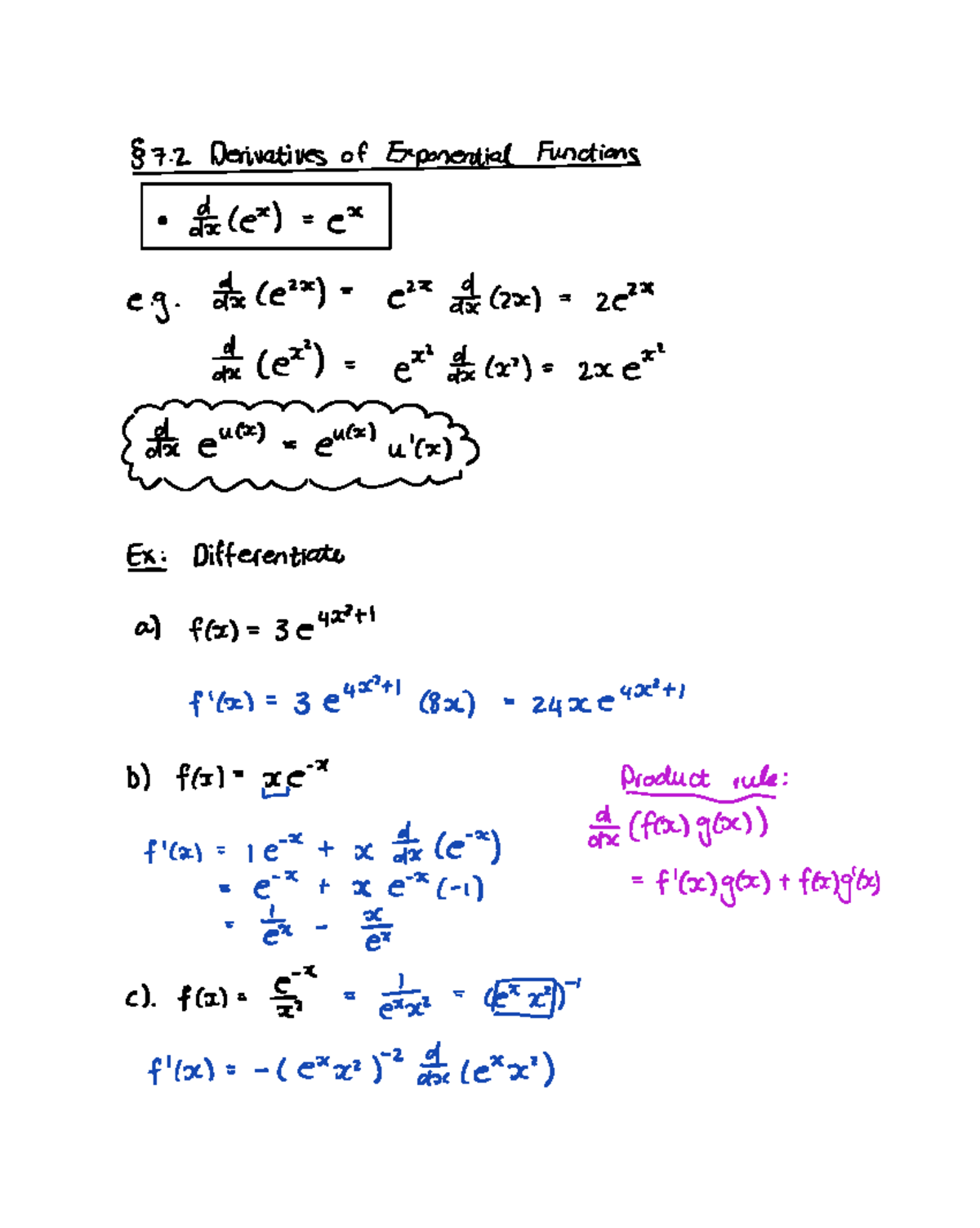 Derivatives of Exponential and Logarithmic Functions - Studocu