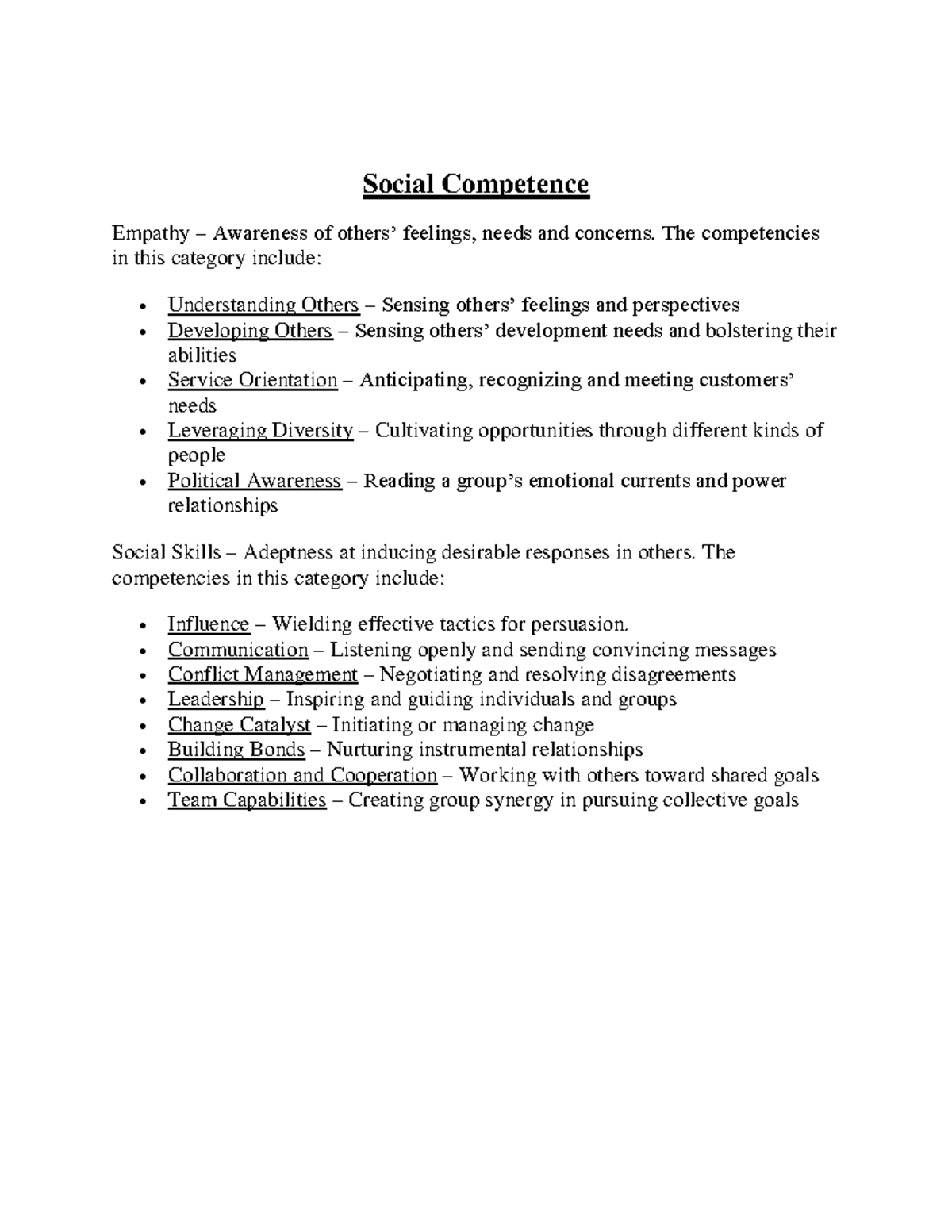 Emotional Intelligence Unit 3: Social Competence & Awareness - Studocu