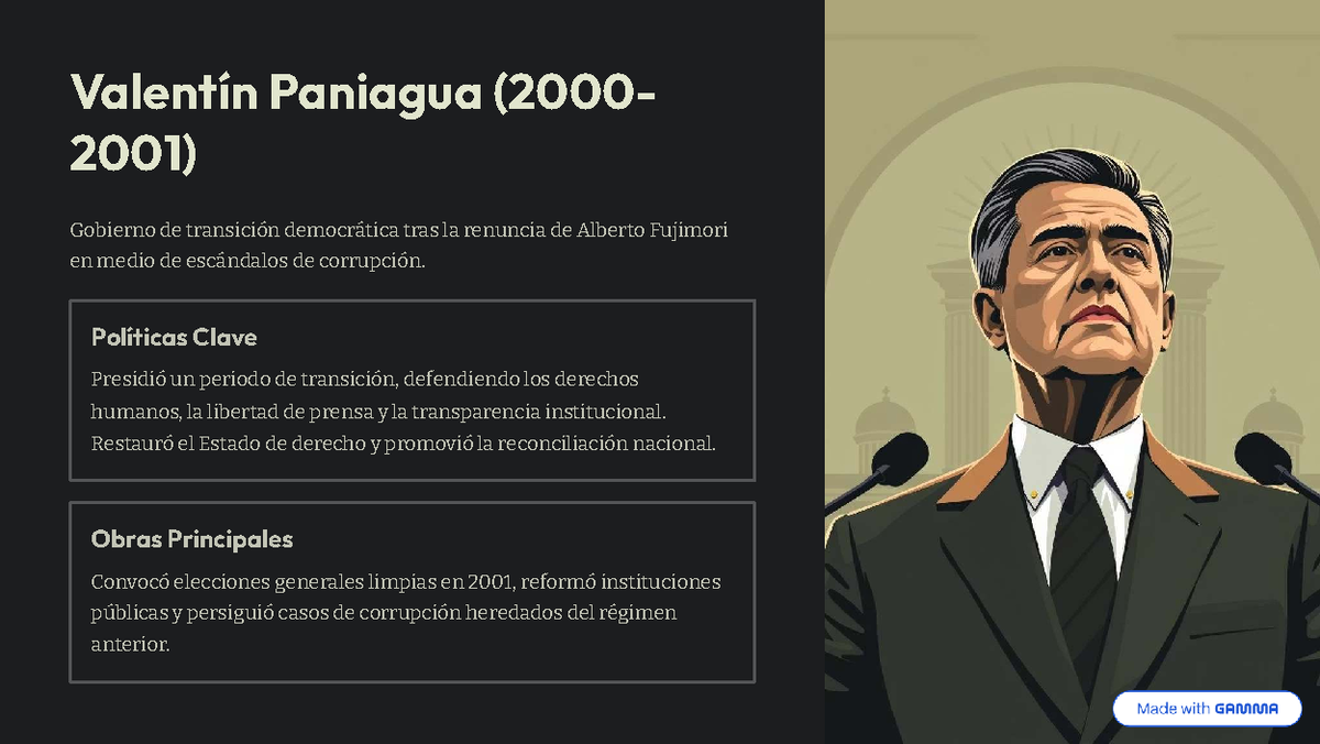 Valentín Paniagua: Gobierno de Transición 2000-2001 en Perú - Studocu