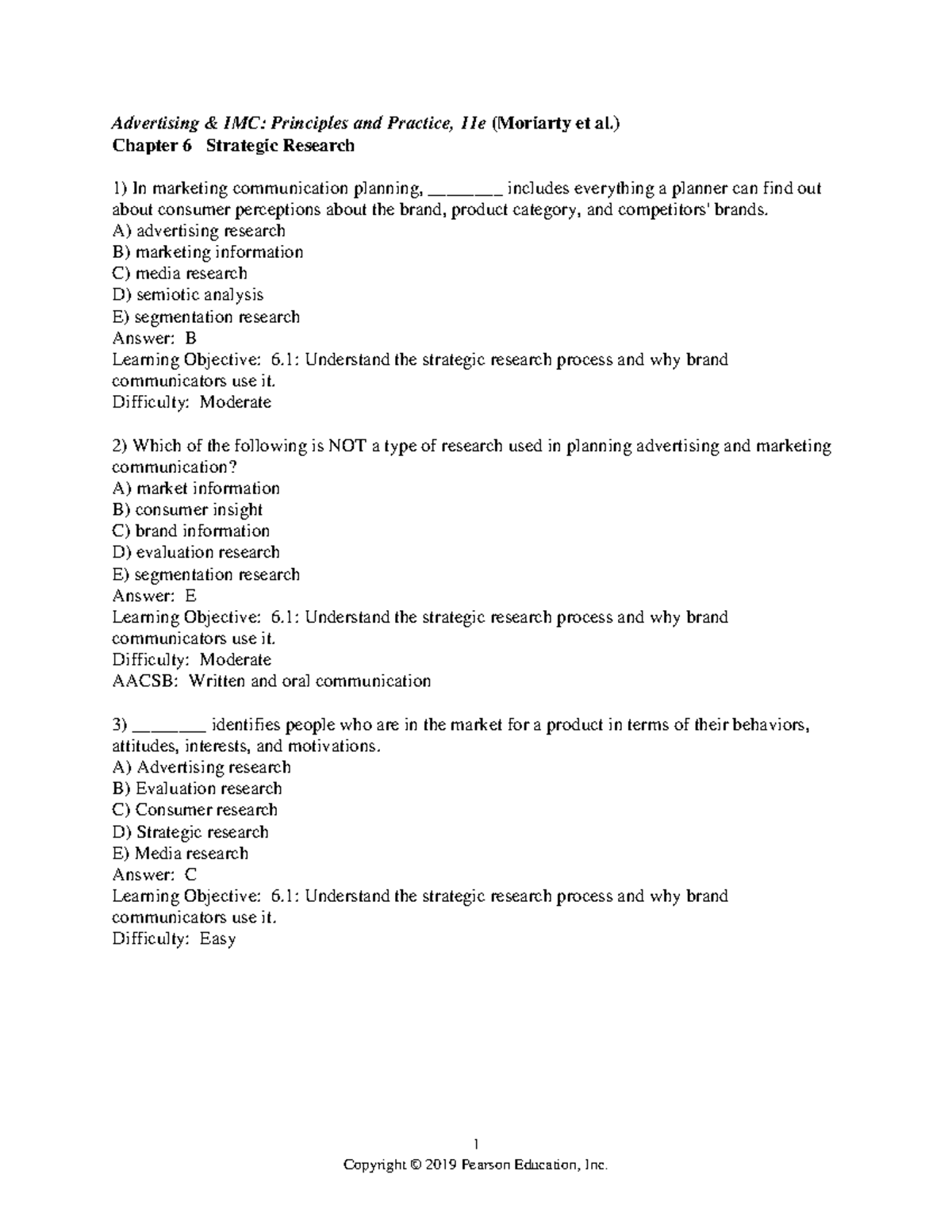 Advertising IMC: Principles and Practice, 11e (Moriarty et al.) Chapter 6 - Studocu