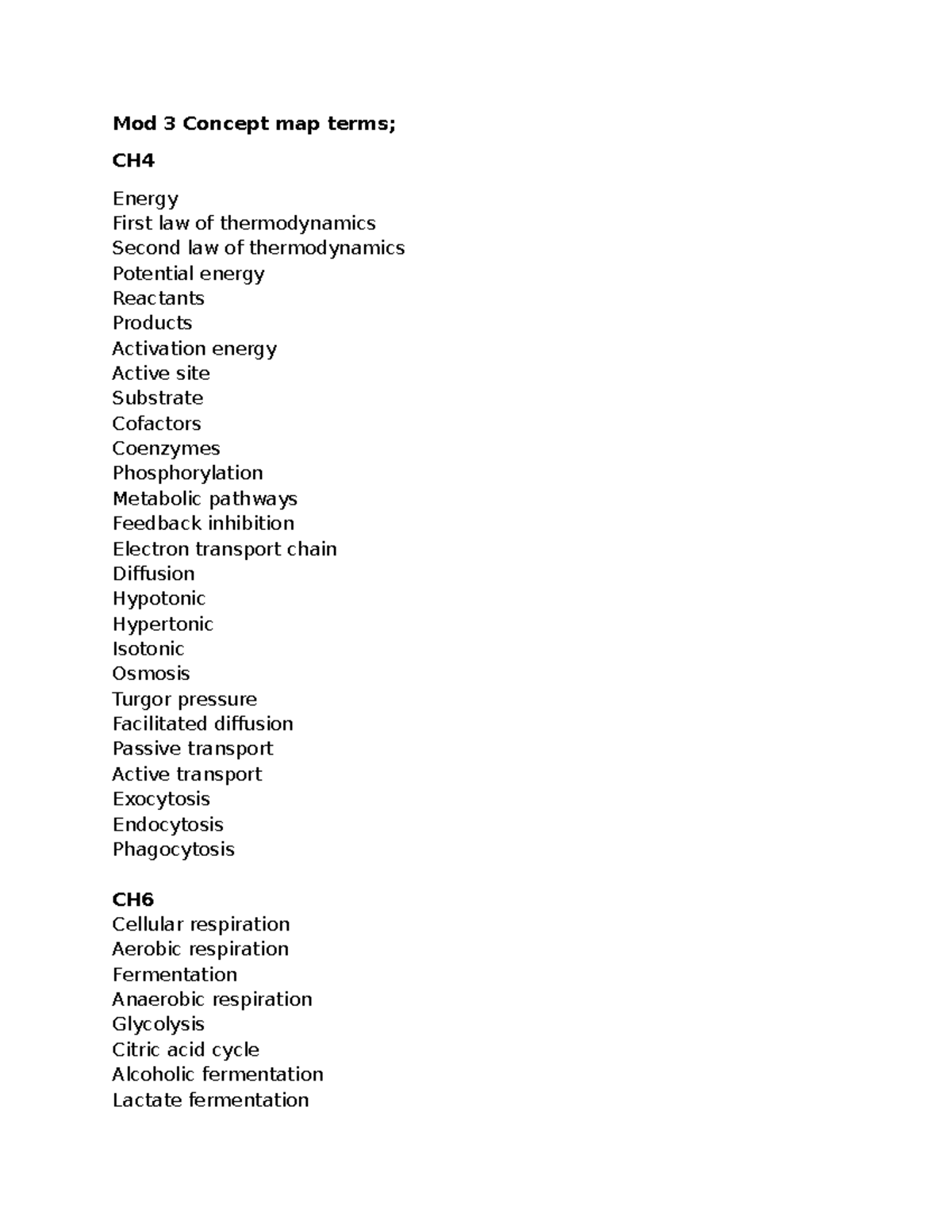 Mod 3 Concept map terms - stuff - Mod 3 Concept map CH4 Energy First ...