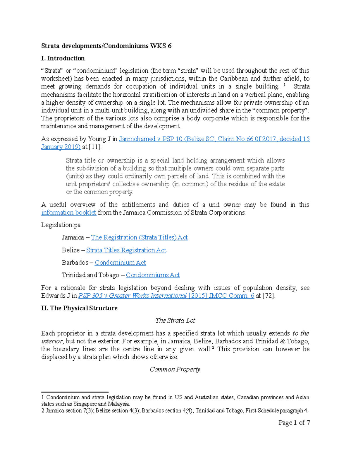 RP WKS Strata Developments Overview and Legislative Framework - Studocu