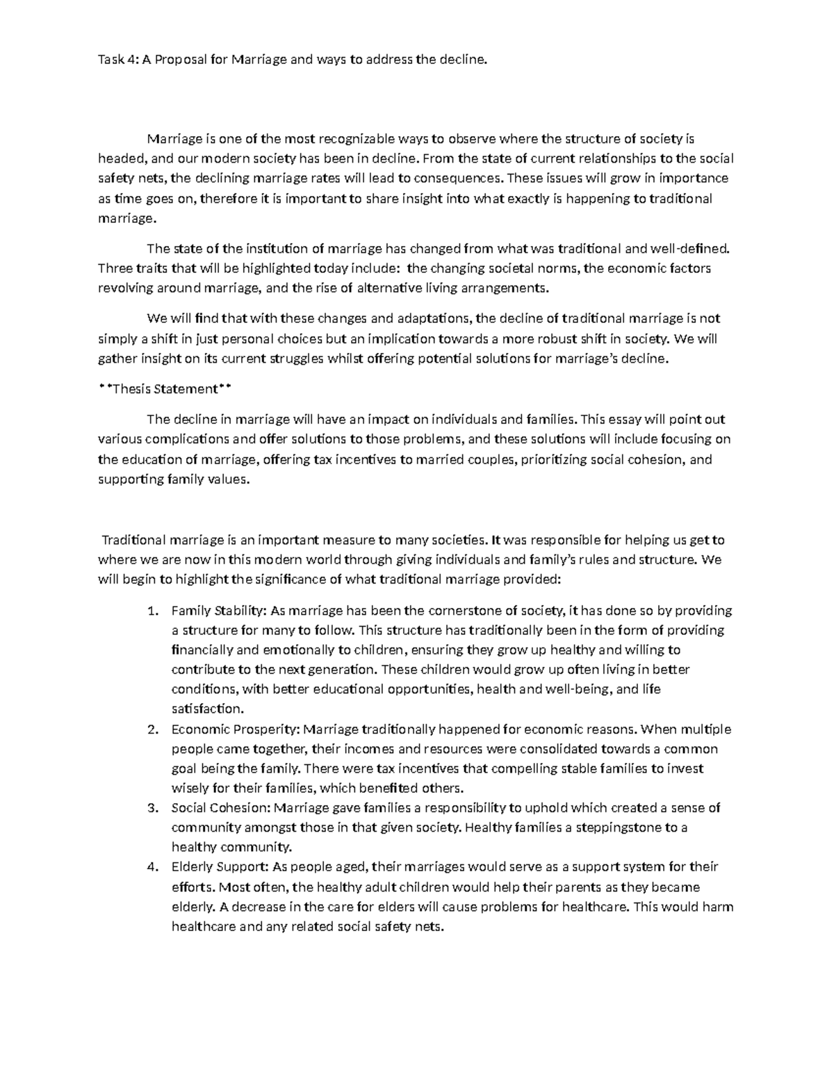 Marriage Decline: Impacts and Solutions - Task 4 Submission - Studocu