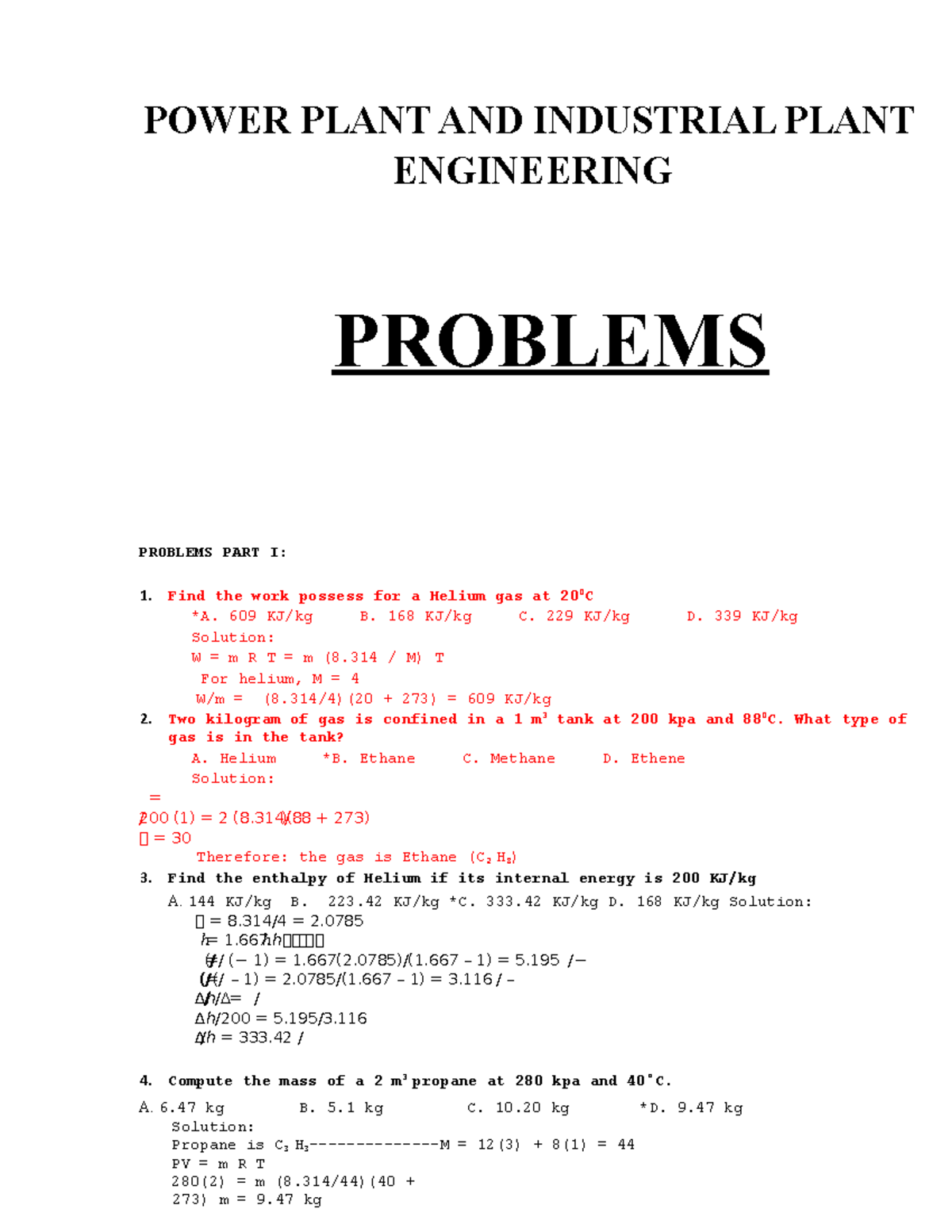 PIPE Problem - Lecture Notes - POWER PLANT AND INDUSTRIAL PLANT ...