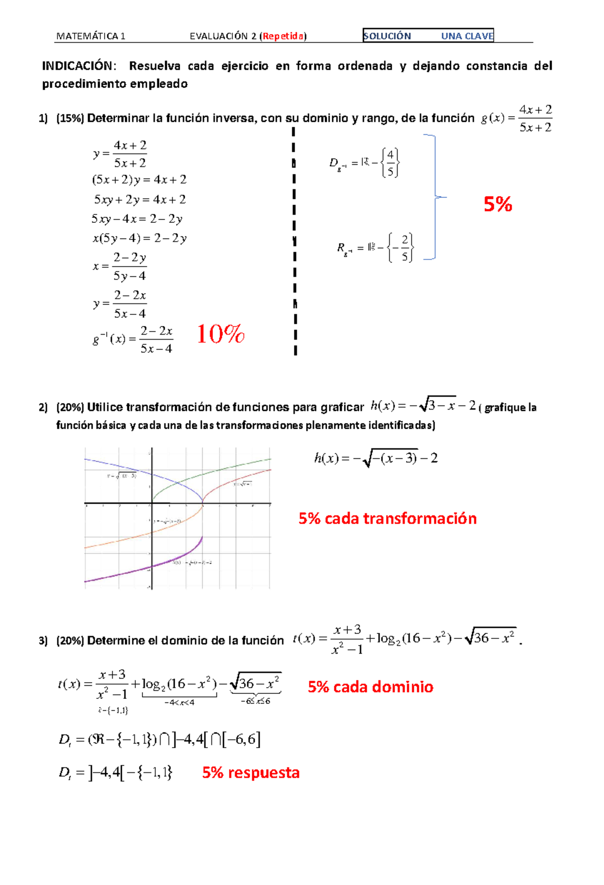 MATEMÁTICA 1 EVALUACIÓN 2 (Repetida) SOLUCIONES DETALLADAS - Studocu