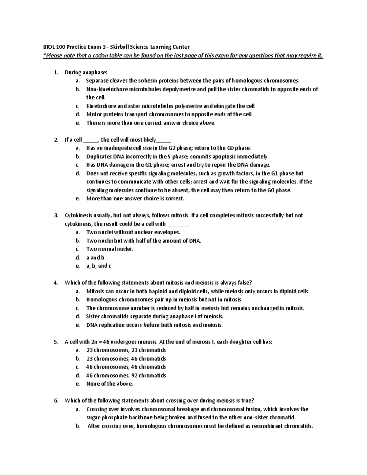 BIOL 100 Practice Exam 3 Review Notes for Success - Studocu