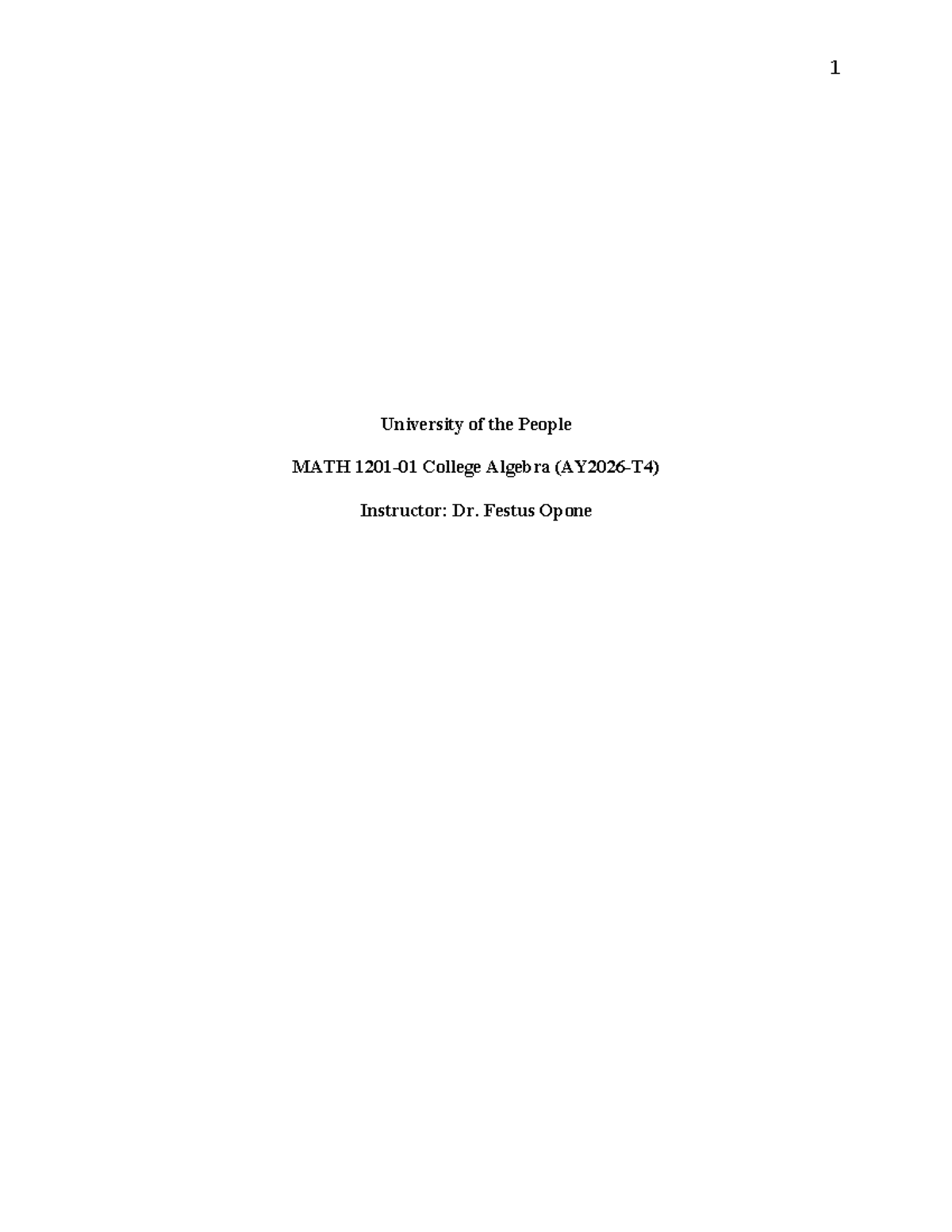 MATH 1201-01 Unit 2 Assignment: Functions and Transformations - Studocu