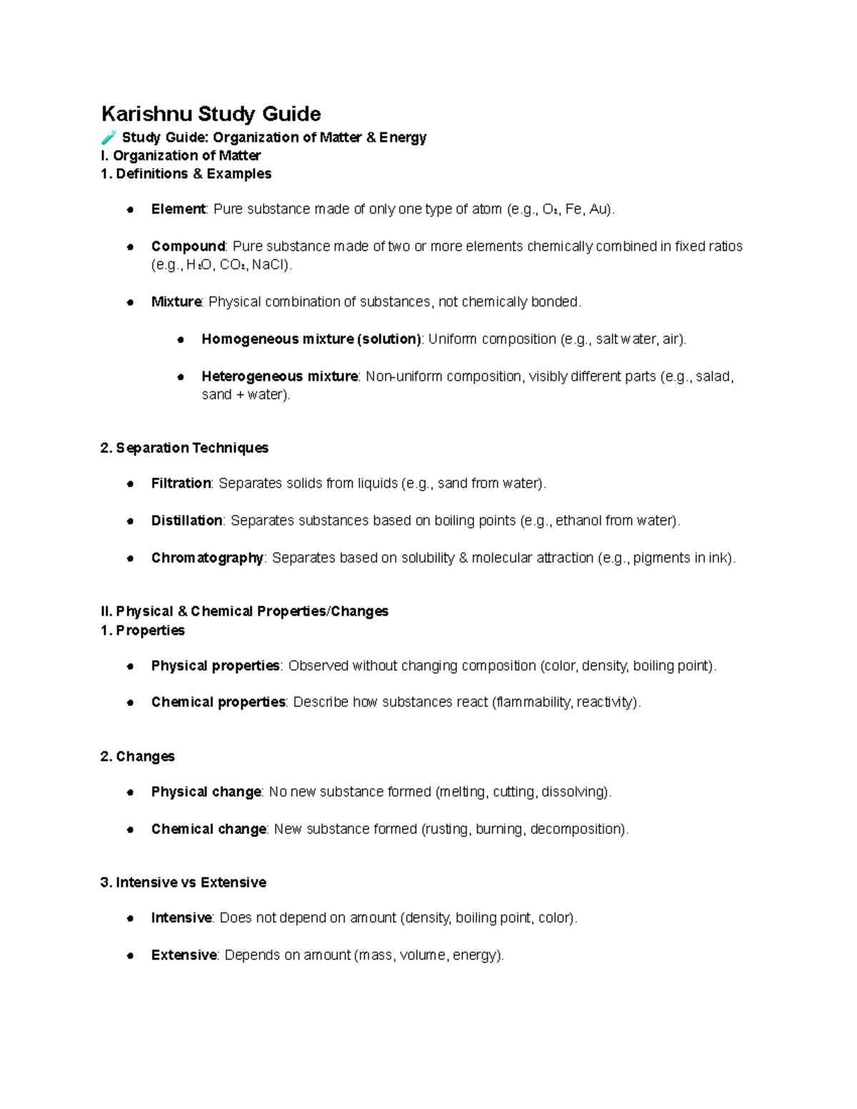 Chem 101: Big Study Guide for Test 1 on Organization of Matter - Studocu