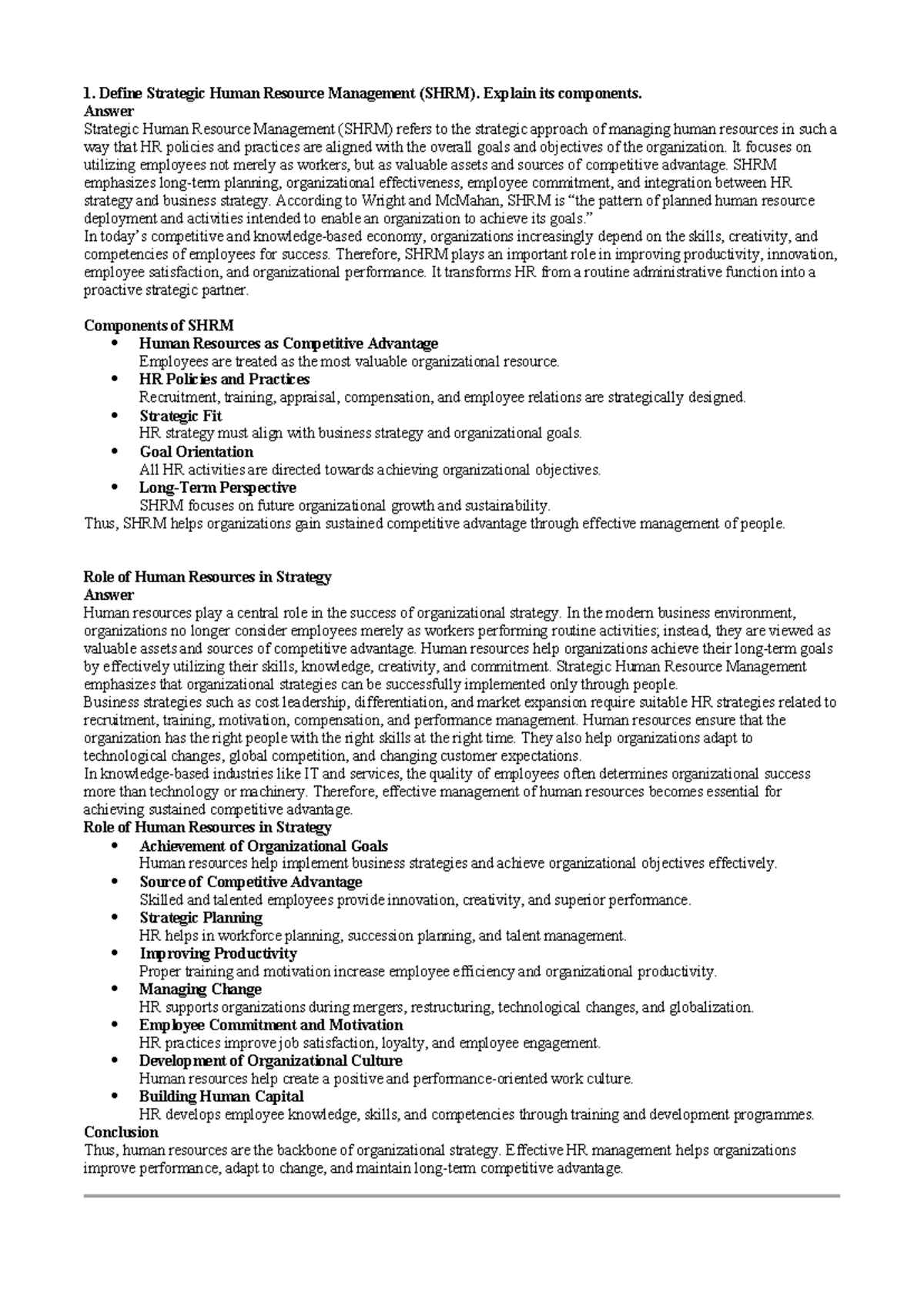 BESM 101: Strategic Human Resource Management Overview and Components ...