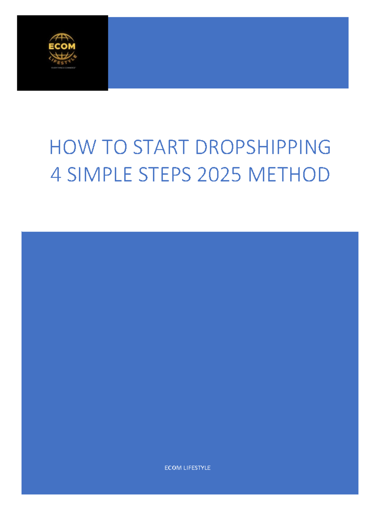 HOW TO Start Dropshipping 2025 ECOM Lifestyle Guide - ECOM LIFESTYLE ...