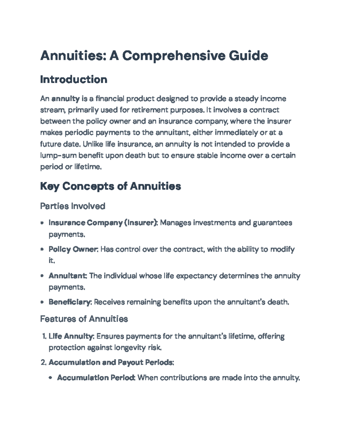 FIN 101: Comprehensive Guide to Annuities for Retirement Planning - Studocu