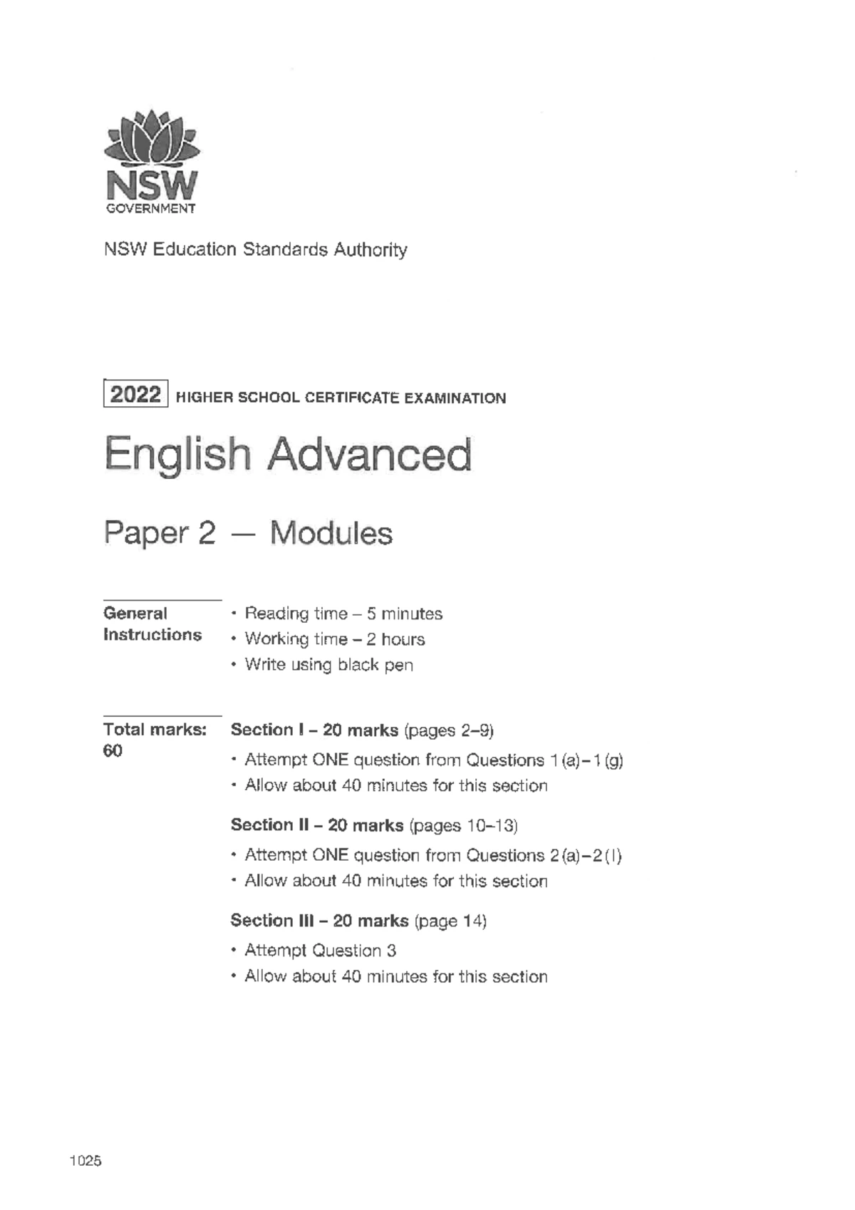 2022 HSC Eng Adv Exam Paper 1 - Comprehensive Review - Studocu