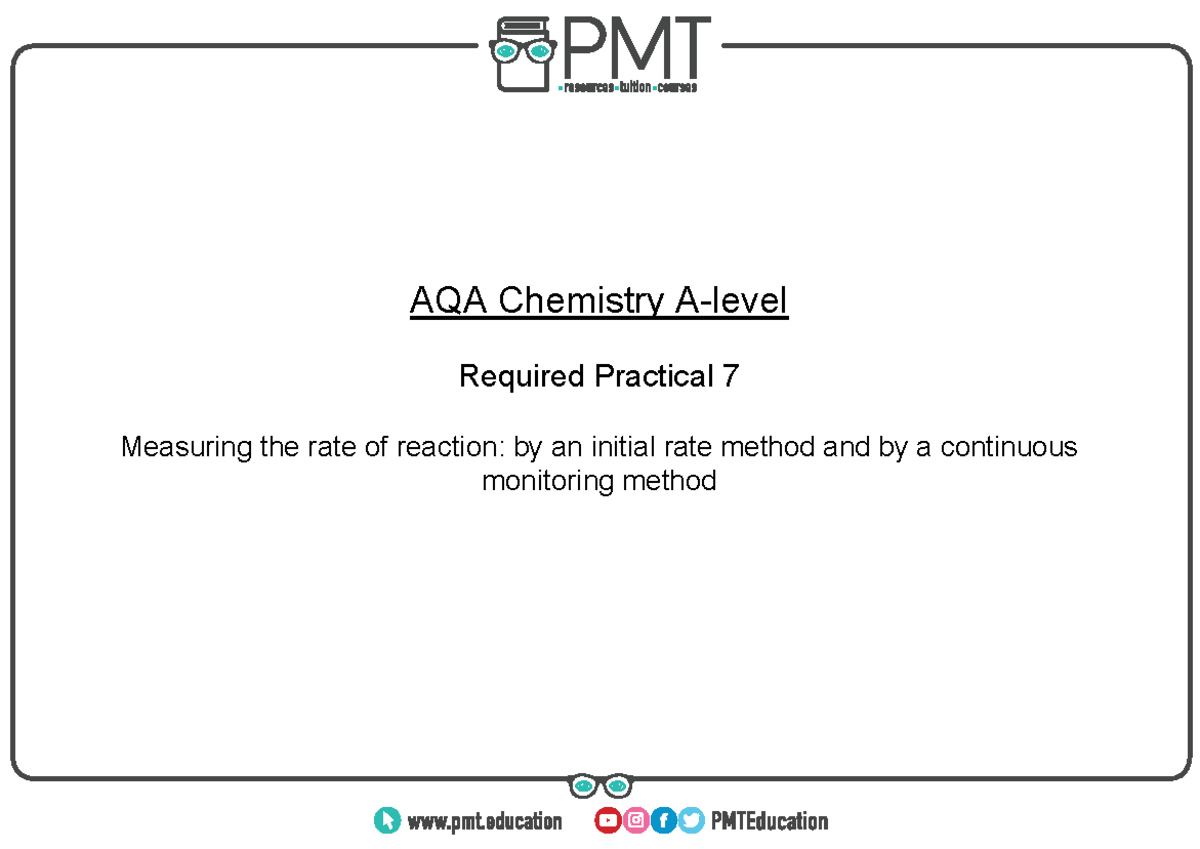 RP 07 - Measuring rate of a reaction - AQA Chemistry A-level Required ...