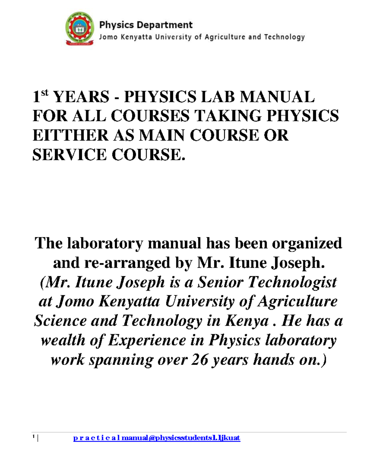 First Year Physics Lab Manual: Comprehensive Student Guide - Studocu
