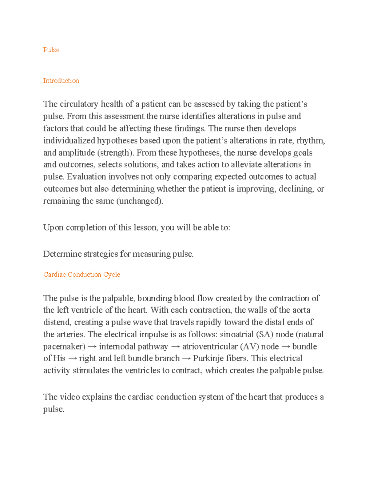 Pulse Assessment Strategies: Understanding Heart Rate & Rhythm - Studocu