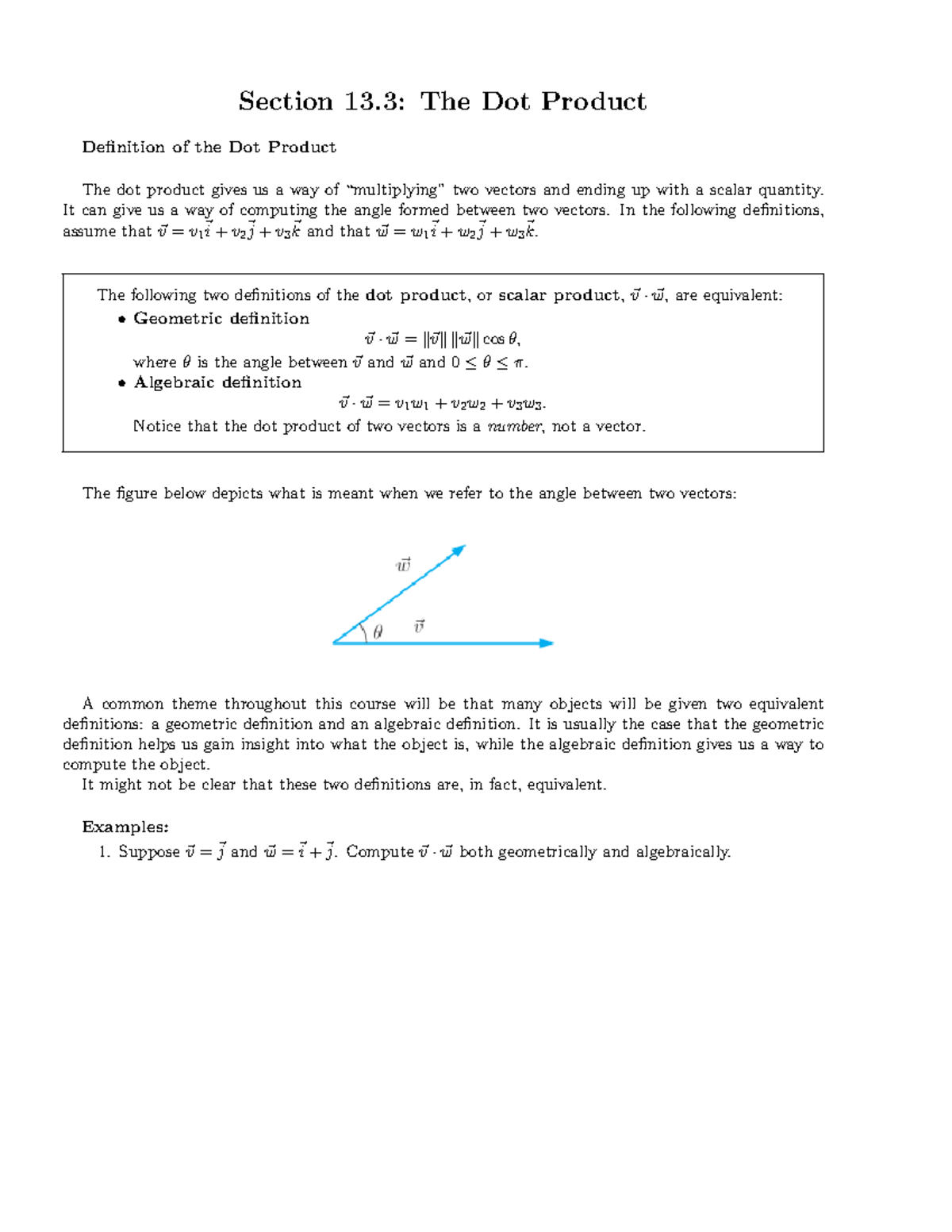 Section 13: Understanding the Dot Product and Its Properties - Studocu
