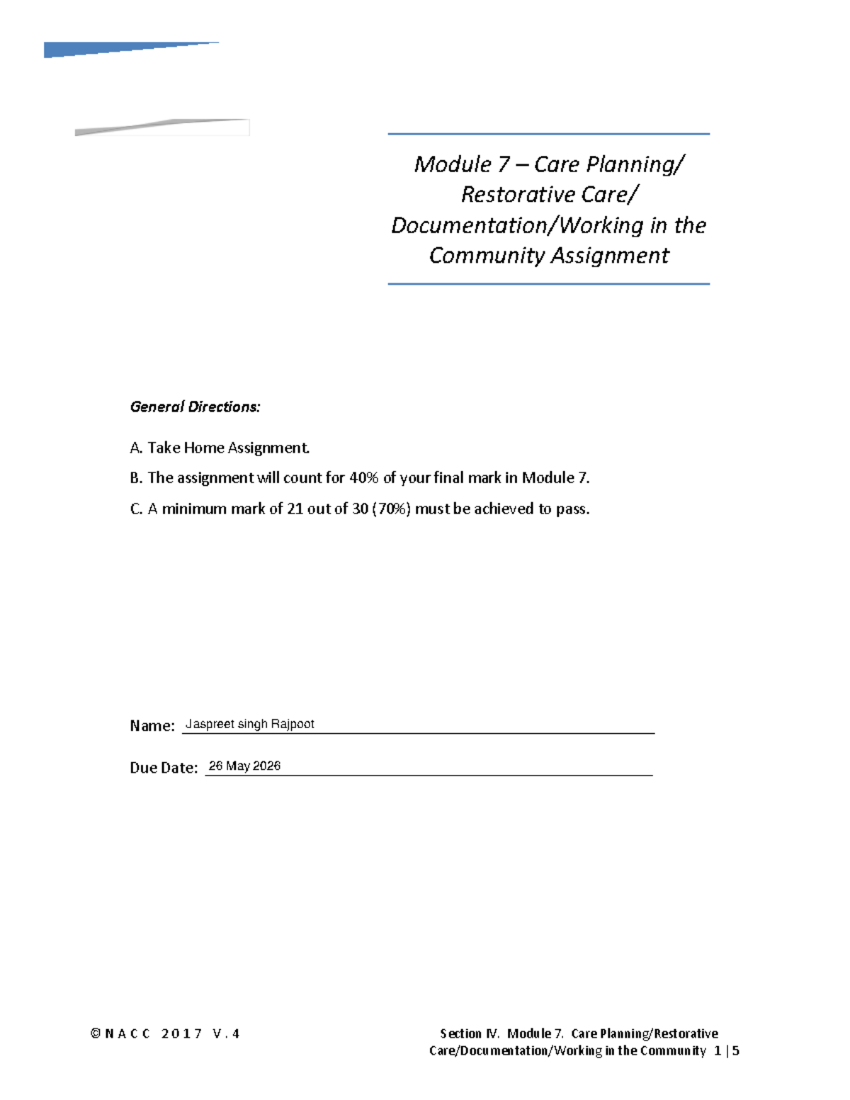 IV-8 Assignment - Module 7 Care Planning for Mrs. Gregg's ...