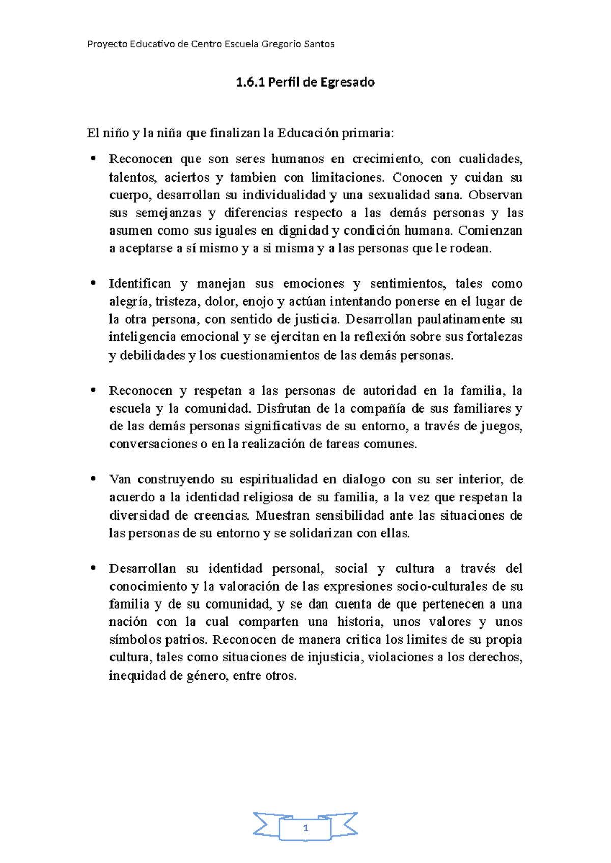 Perfil de Egresado: Proyecto Educativo Centro Escuela Gregorio Santos ...