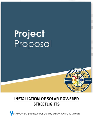 Solar Powered Street Lights Project Proposal 1 - SOLAR POWERED STREET ...