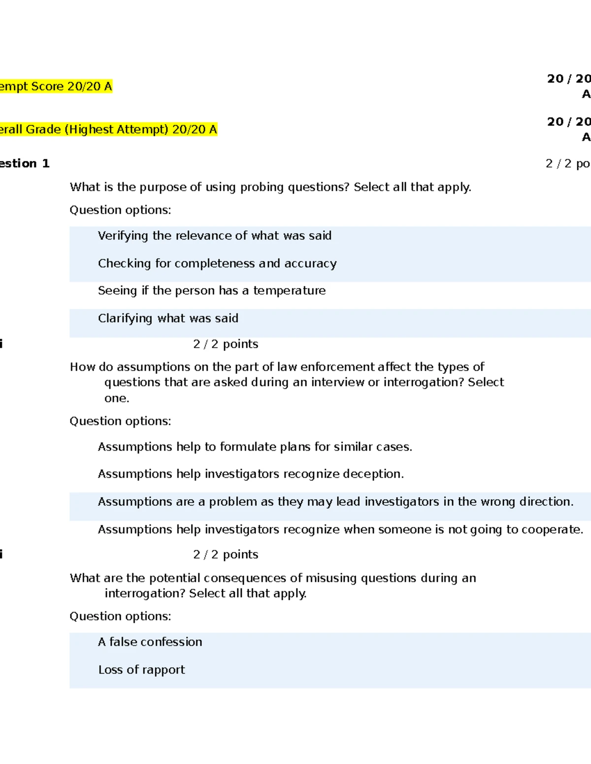 Module 6-0 Quiz: Check Your Knowledge Answers & Scoring - Studocu