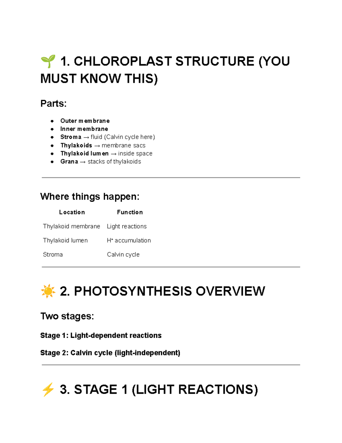 BIO 1140 Exam Study Guide: Chloroplasts & Photosynthesis Overview - Studocu