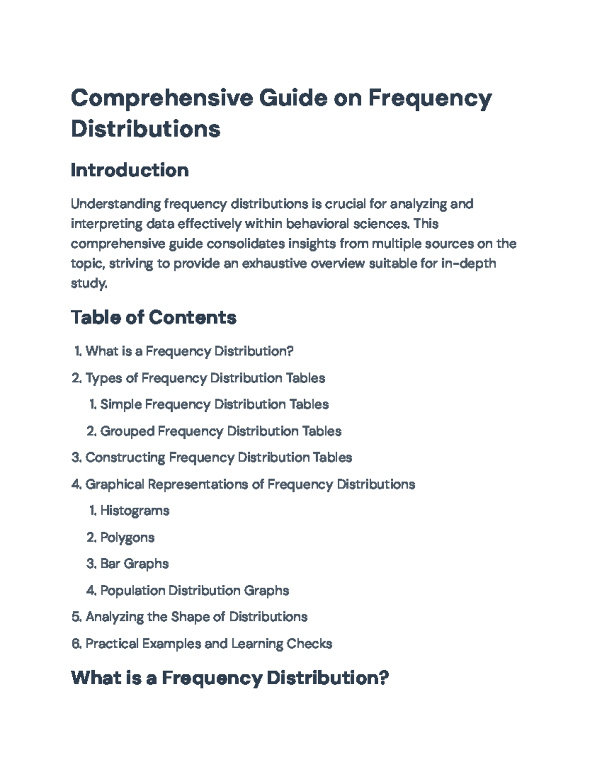 Comprehensive Guide to Frequency Distributions in Behavioral Sciences ...