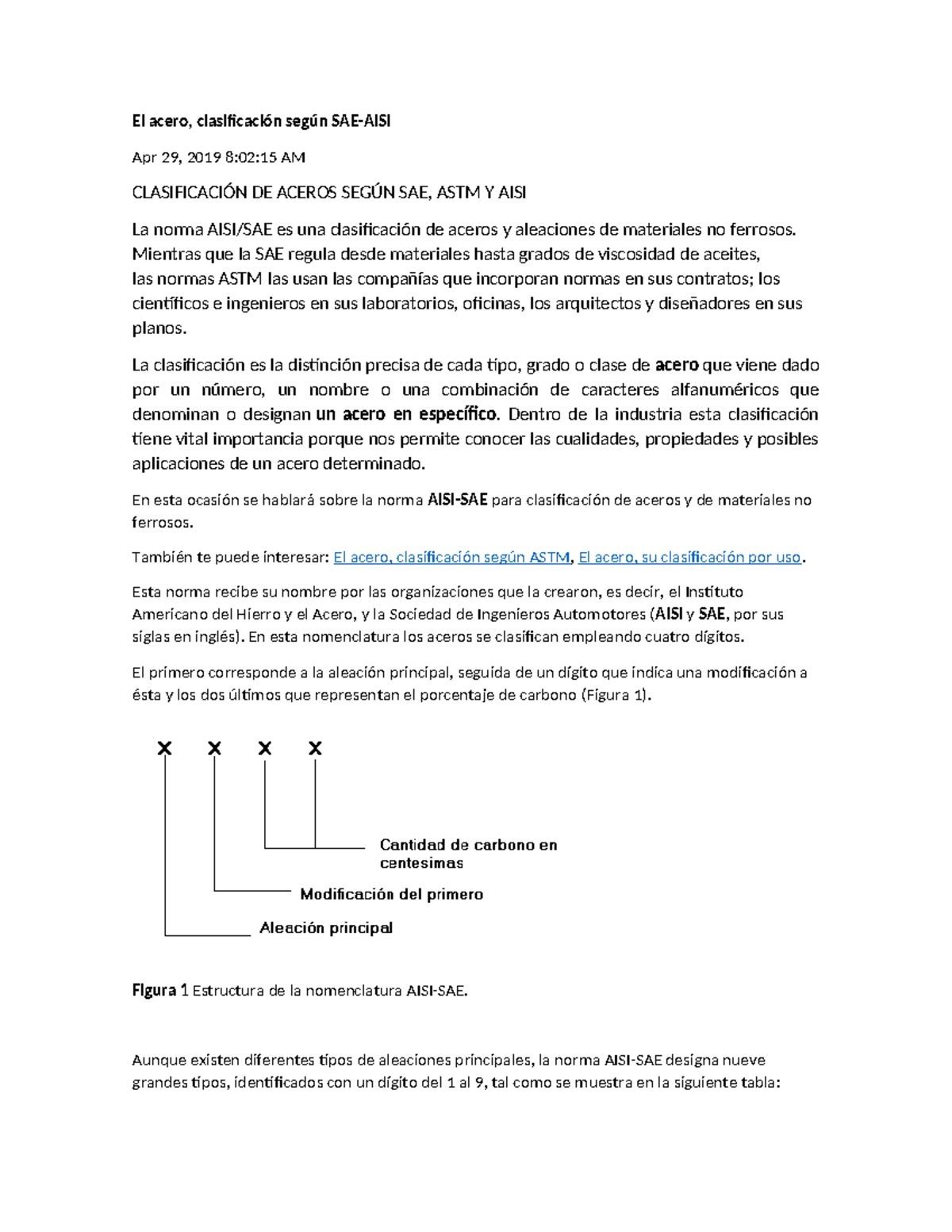 Clasificación de Aceros Según SAE, ASTM y AISI - Notas de Estudio - Studocu