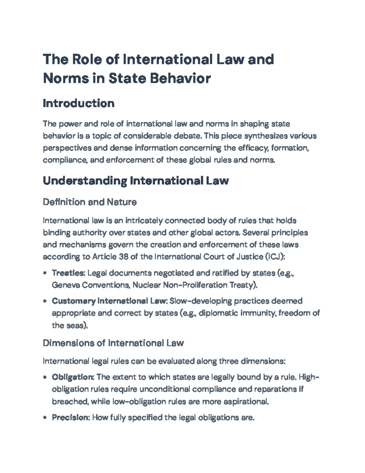 The Role of International Law and Norms in Shaping State Behavior - The ...