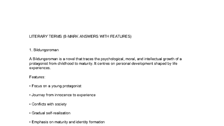 Literary Terms Study Guide (8 Marks) - Studocu