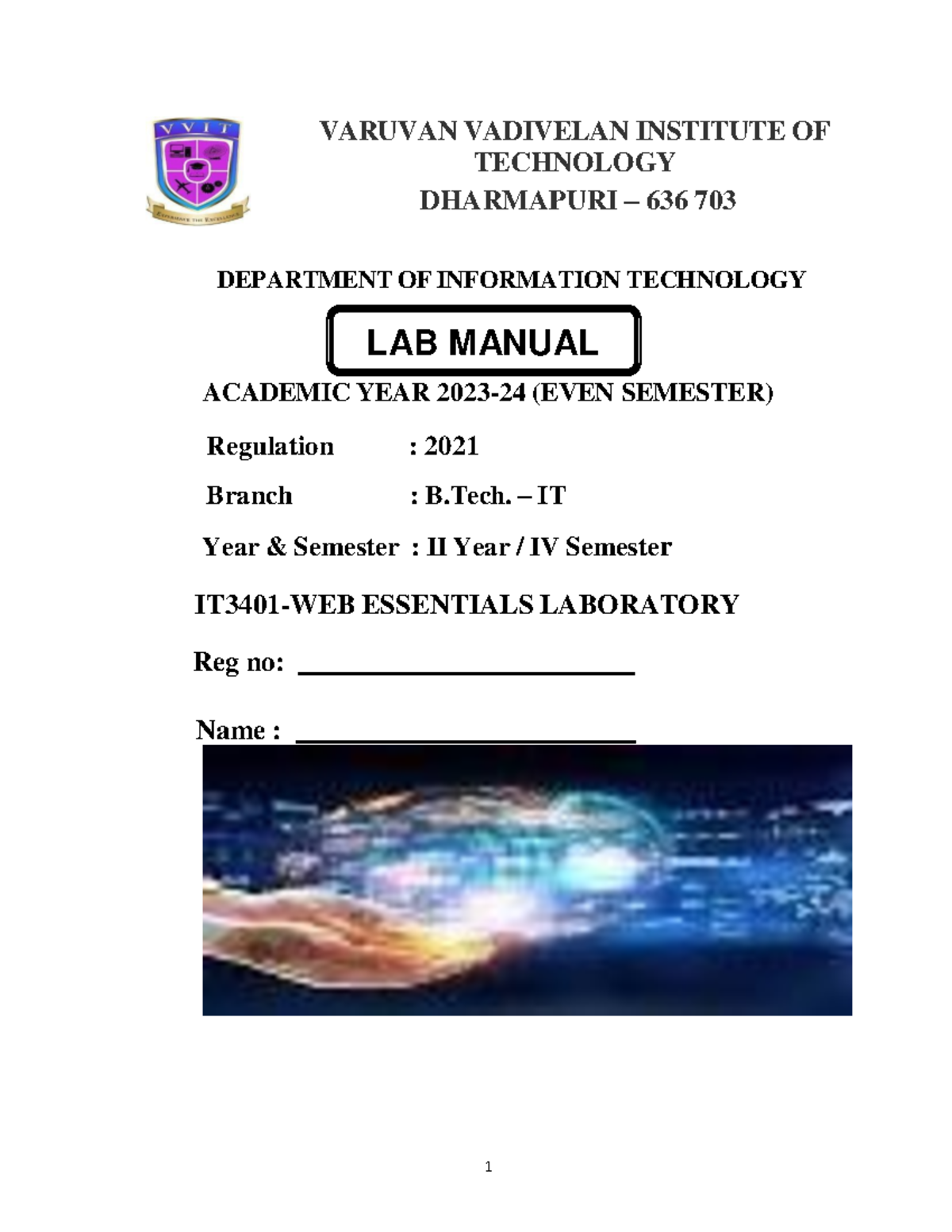 IT3401-WEB ESSENTIALS LAB MANUAL & PRACTICAL EXERCISES 2023-24 - Studocu