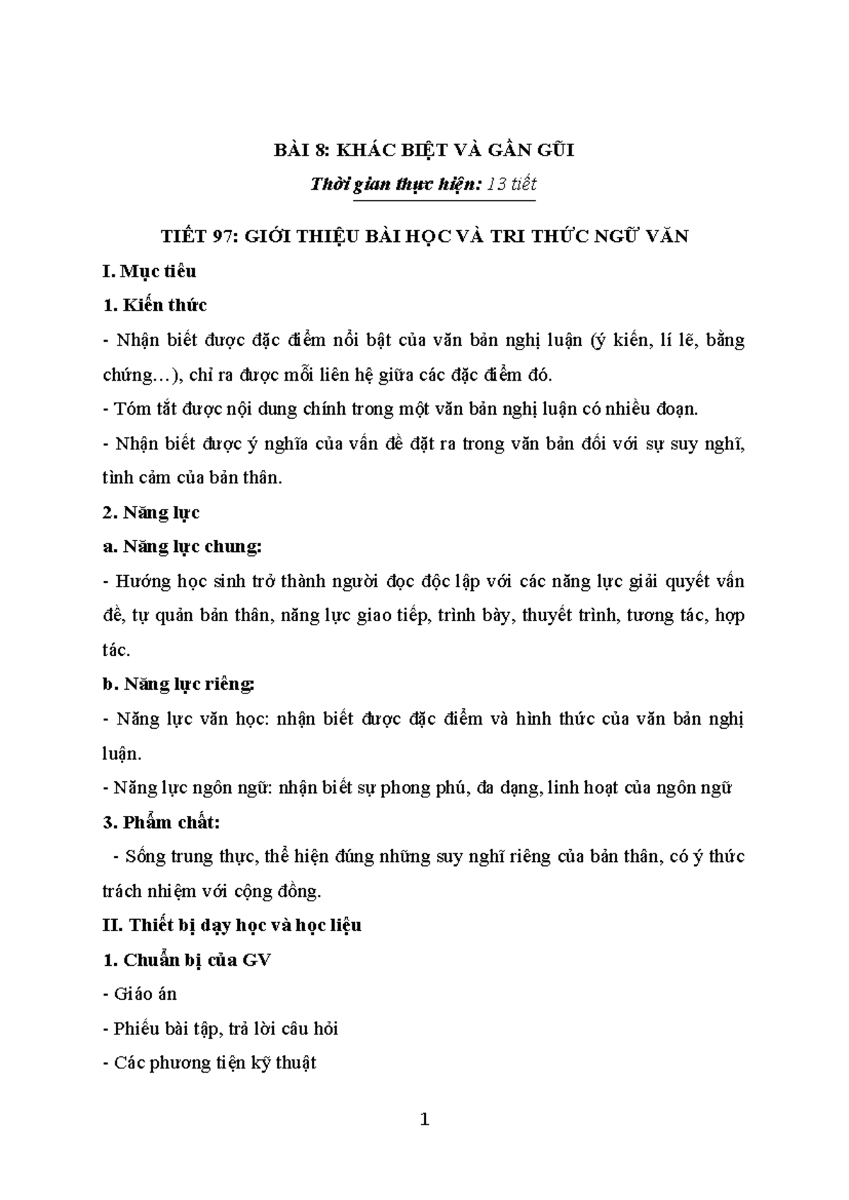 BÀI 8: KHÁC BIỆT VÀ GẦN GŨI - NGỮ VĂN 6 - Studocu