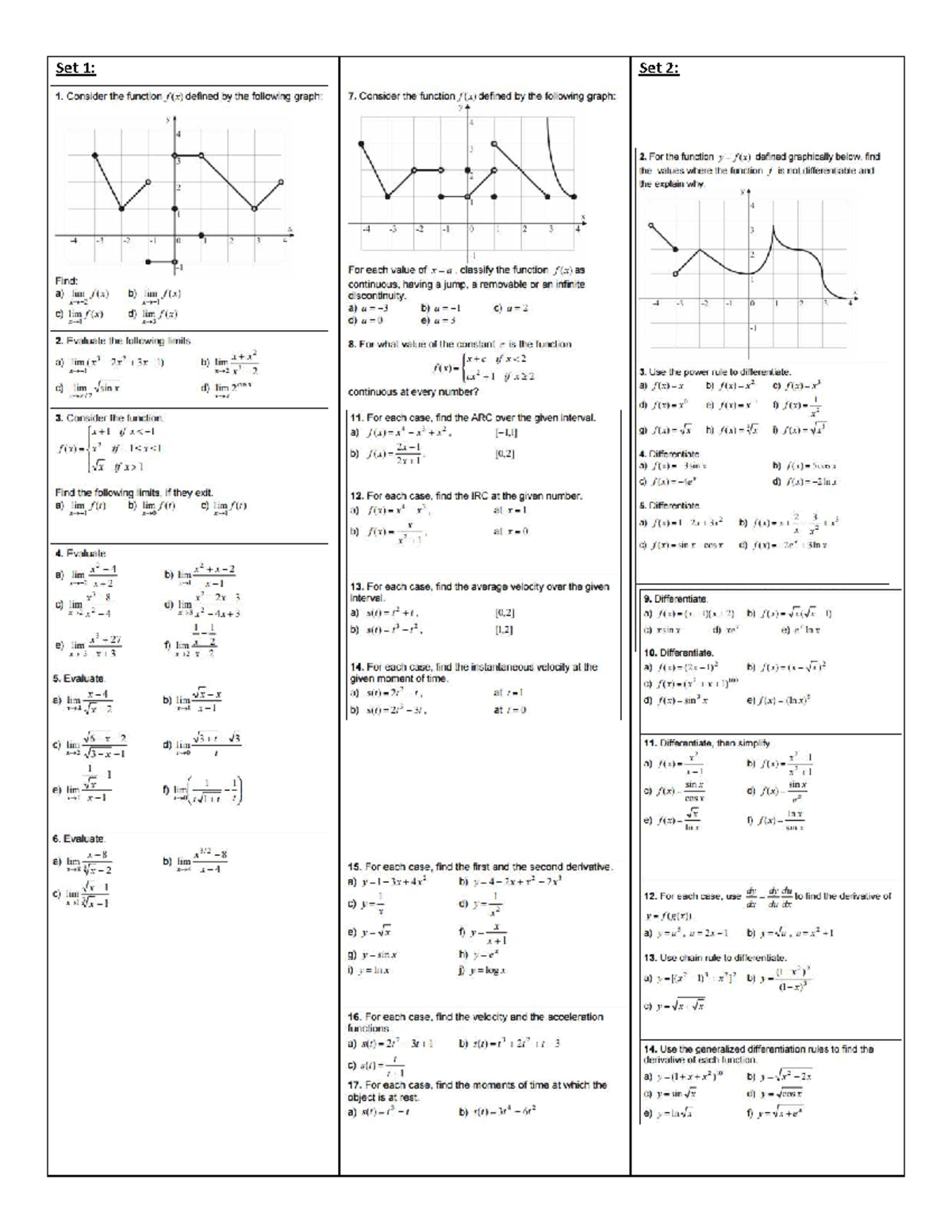 Calculus Exam Review: Practice Problems and Solutions (MATH 101) - Studocu