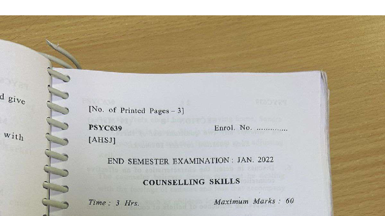 PSYC639 End Semester Exam: Counselling Skills January 2022 - Studocu